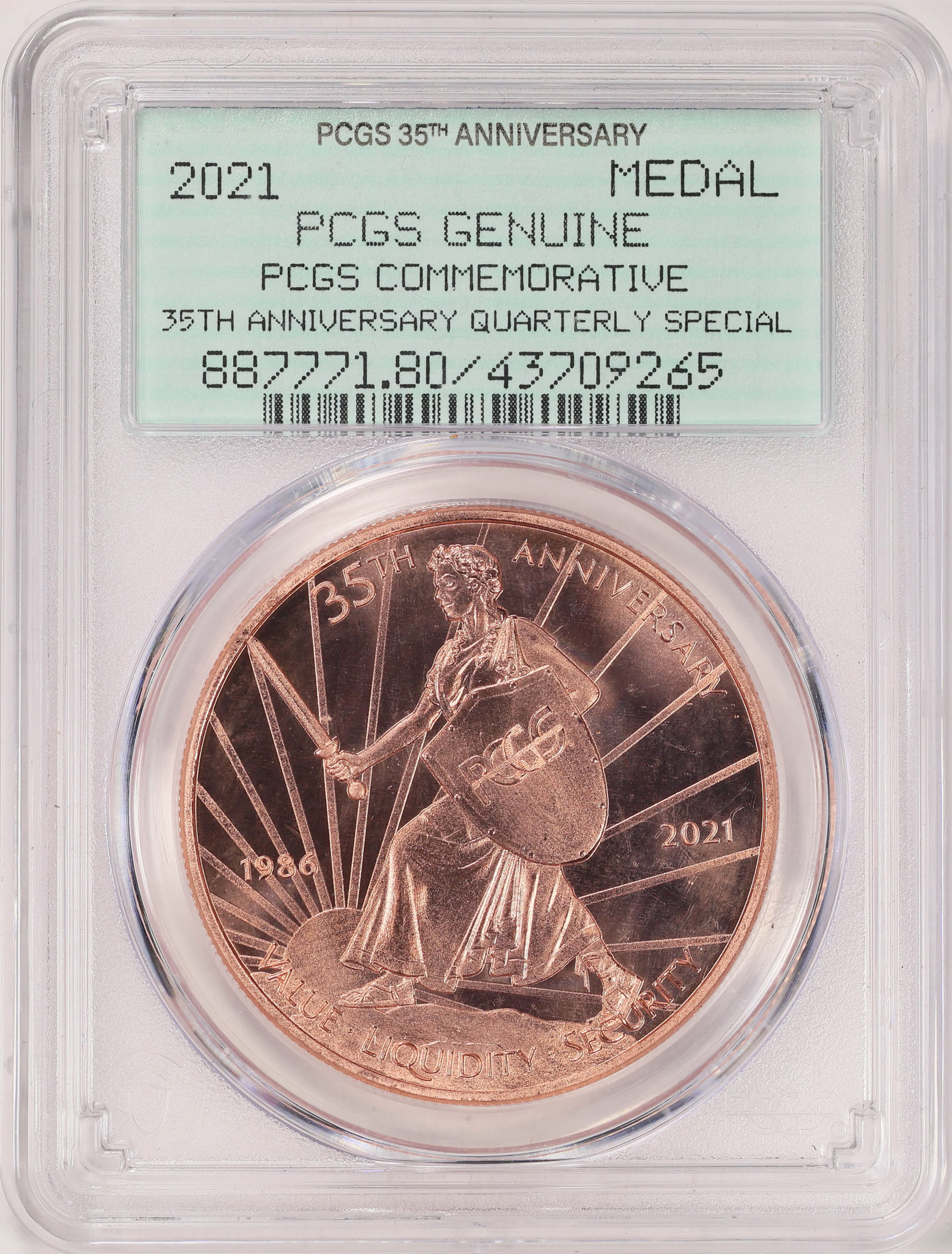 2021 PCGS Commemorative Medal Copper 35th Anniversary Quarterly Special ...