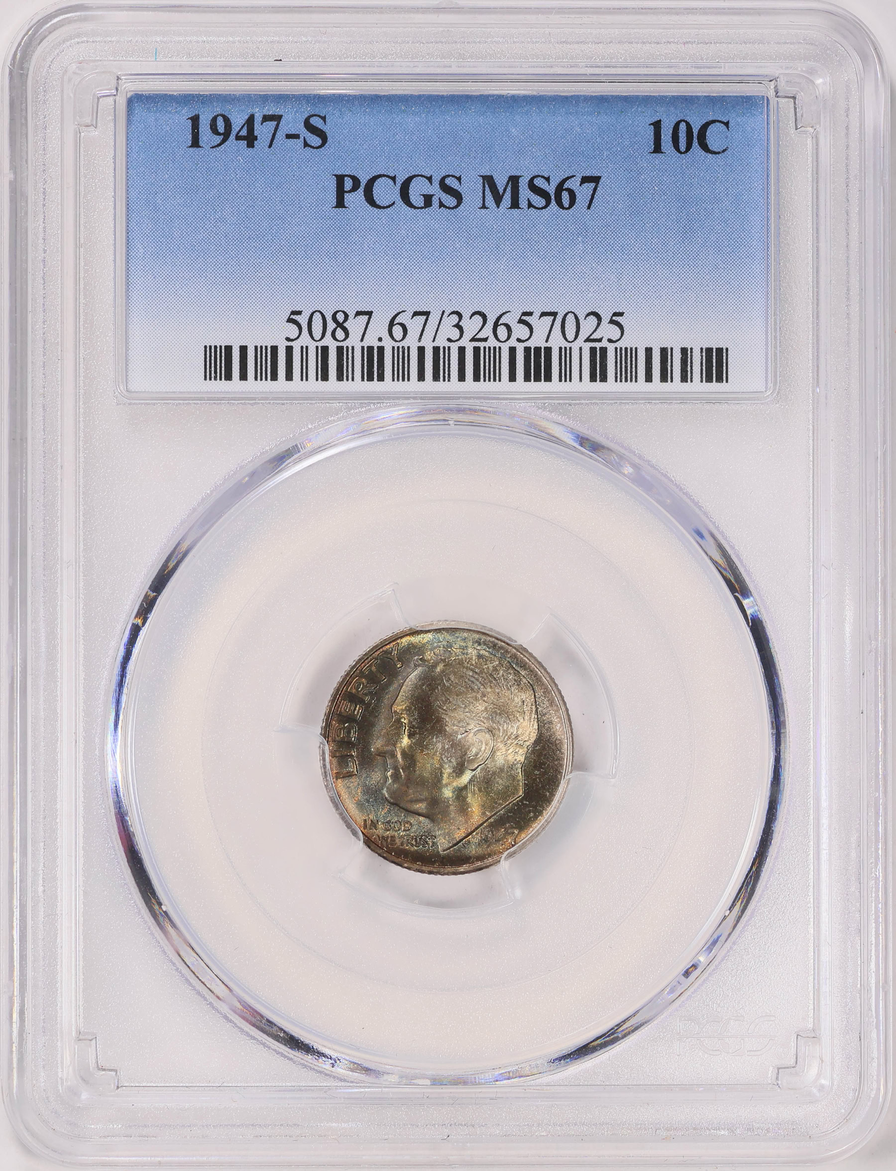 1947-S Roosevelt Dime PCGS MS-67 (Toned) (Item 1796491) | GreatCollections Coin Auctions