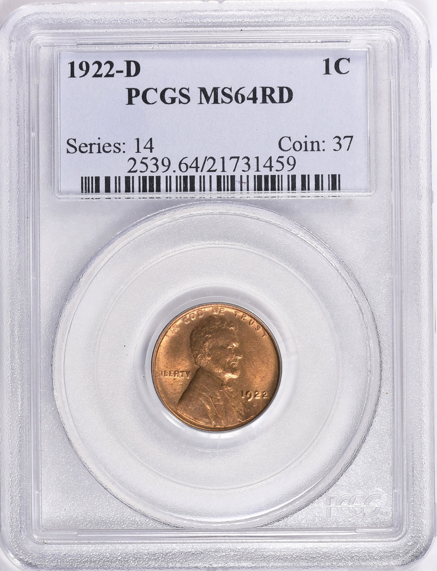 1922-D Lincoln Cent PCGS MS-64 RD (Item 1796652) | GreatCollections Coin Auctions