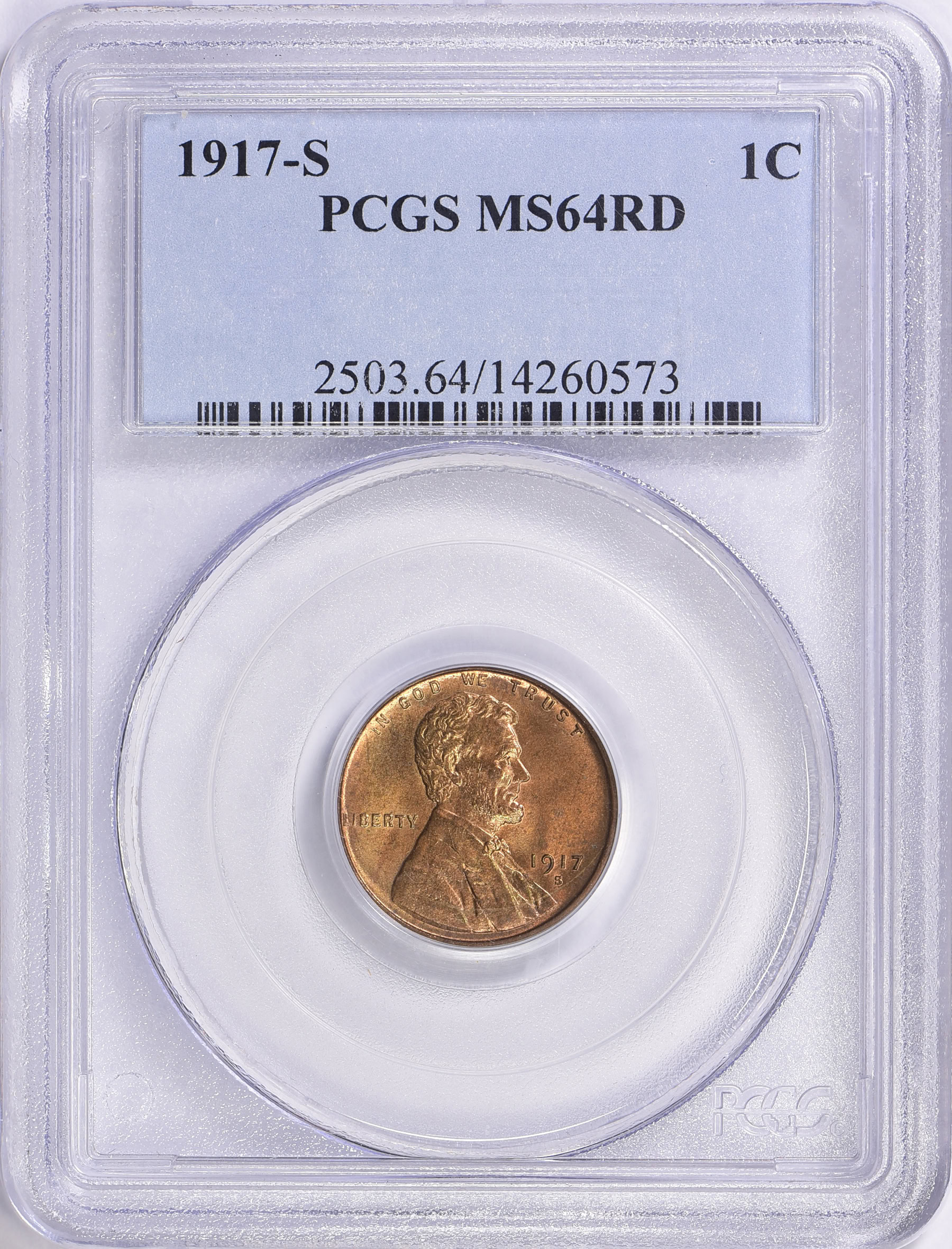 1917-S Lincoln Cent PCGS MS-64 RD (Item 1796687) | GreatCollections ...