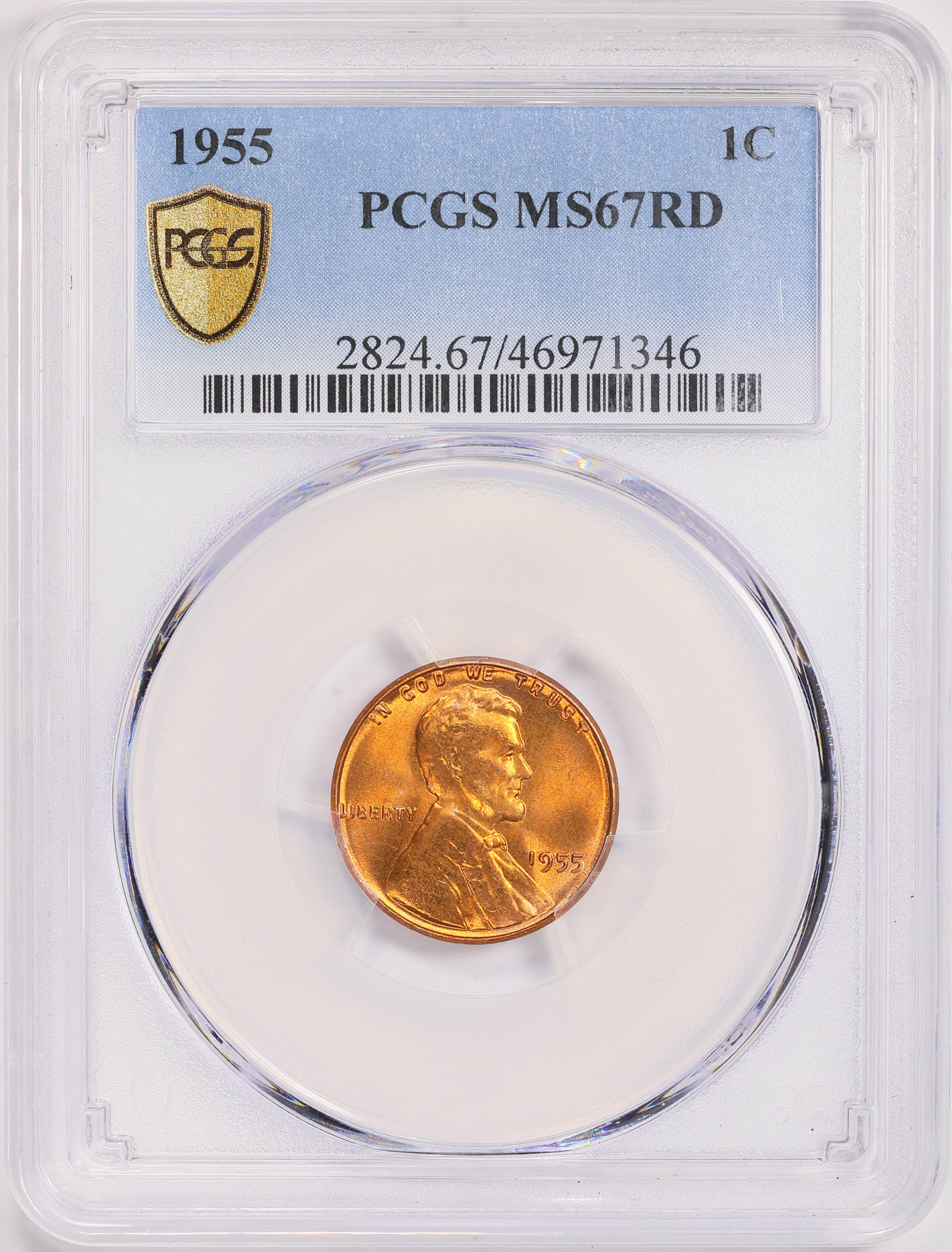 1955 Lincoln Cent PCGS MS-67 RD (Item 1796713) | GreatCollections Coin Auctions