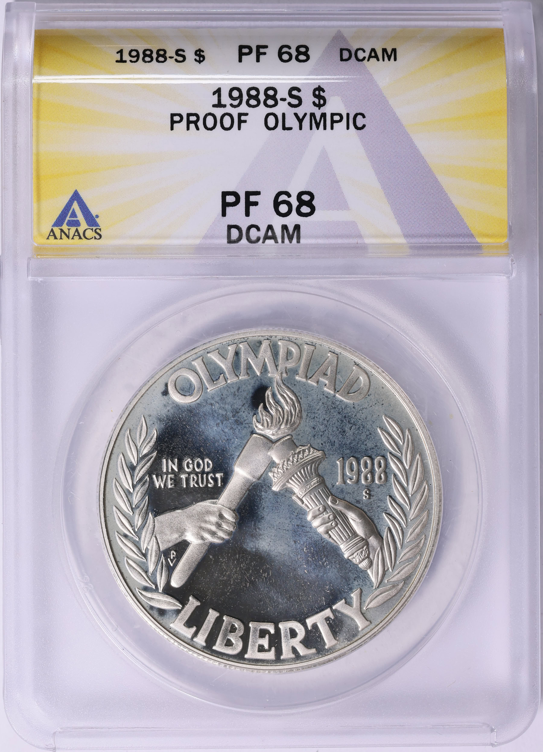 1988-S Seoul Olympiad Silver Dollar ANACS Proof-68 DCAM (Item 1796728) | GreatCollections Coin ...