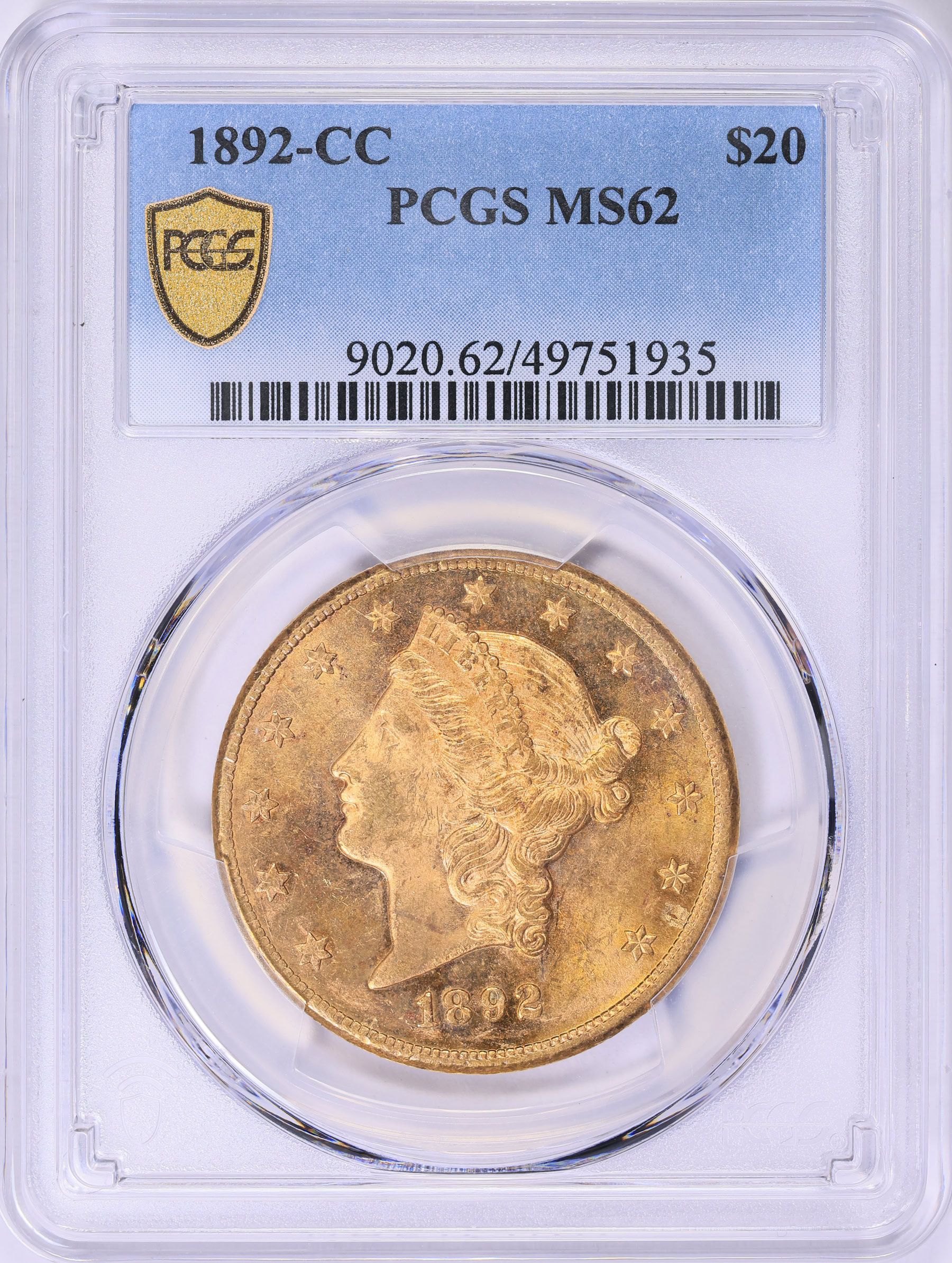 1892-CC Liberty Gold Double Eagle PCGS MS-62 (Item 1796800) | GreatCollections Coin Auctions