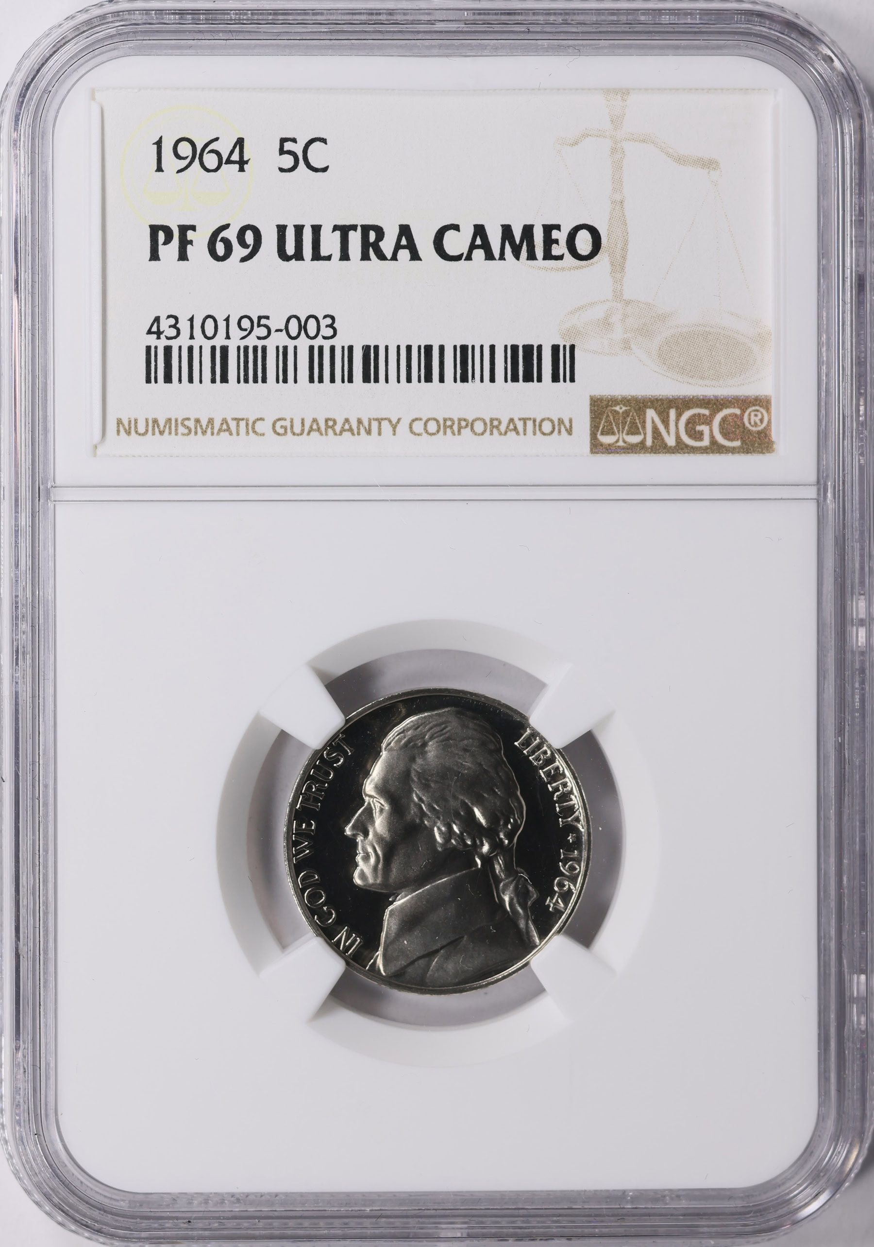 1964 Jefferson Nickel NGC Proof-69 UC (Item 1796854) | GreatCollections ...