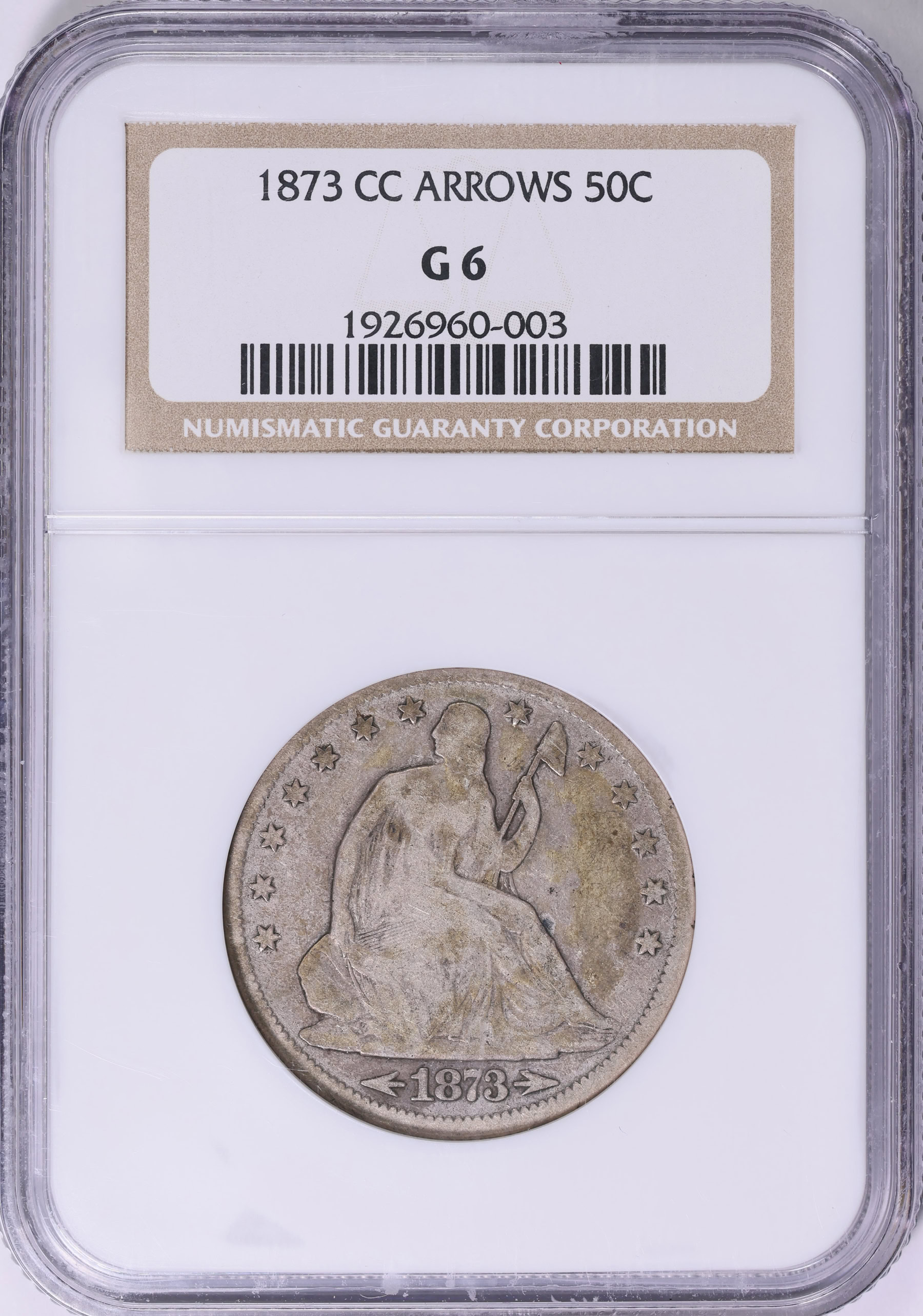 1873-CC Seated Liberty Half Dollar Arrows NGC G-06 (Item 1796869) | GreatCollections Coin Auctions