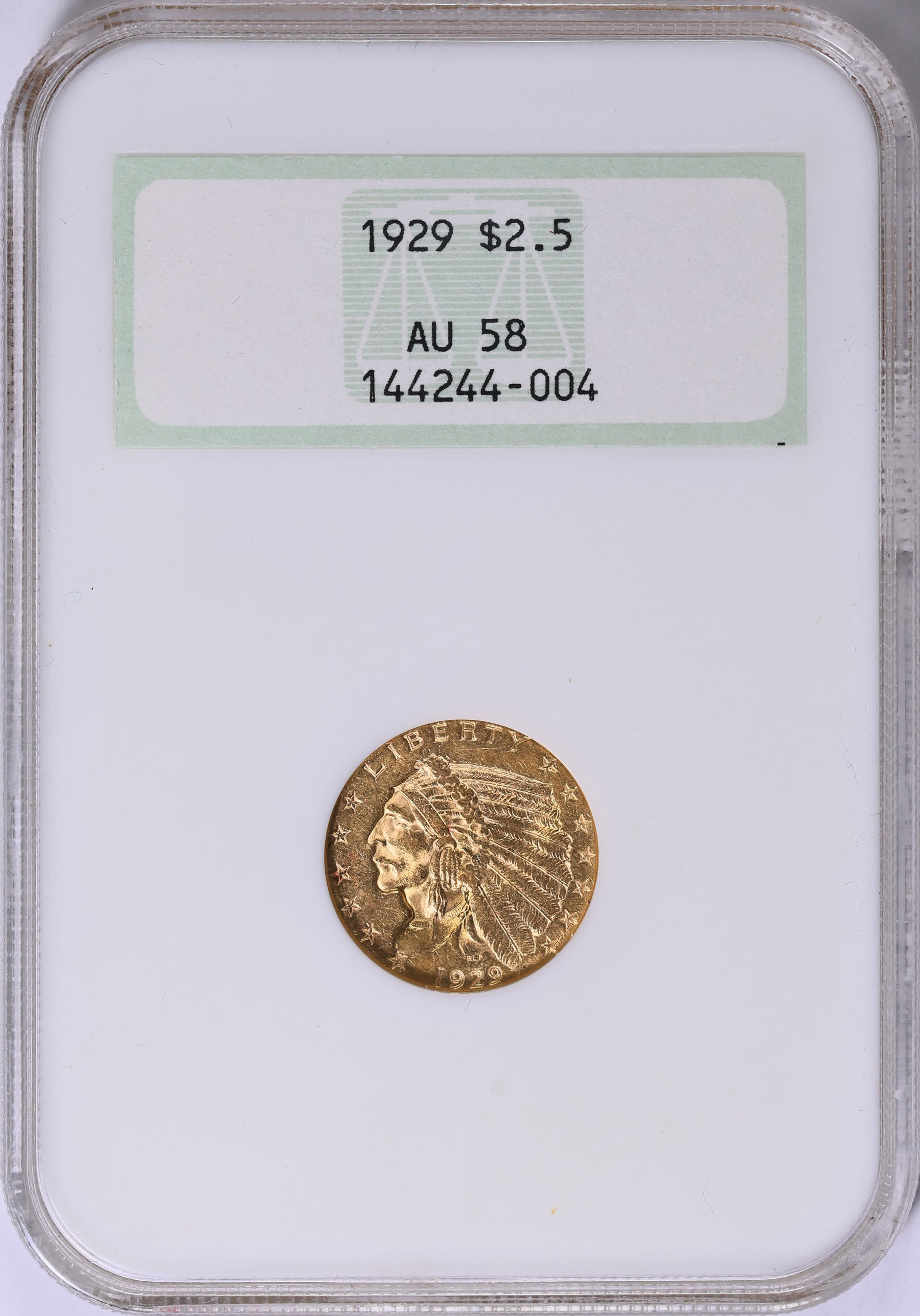 1929 Indian Gold Quarter Eagle NGC AU-58 OH (Item 1796876 ...