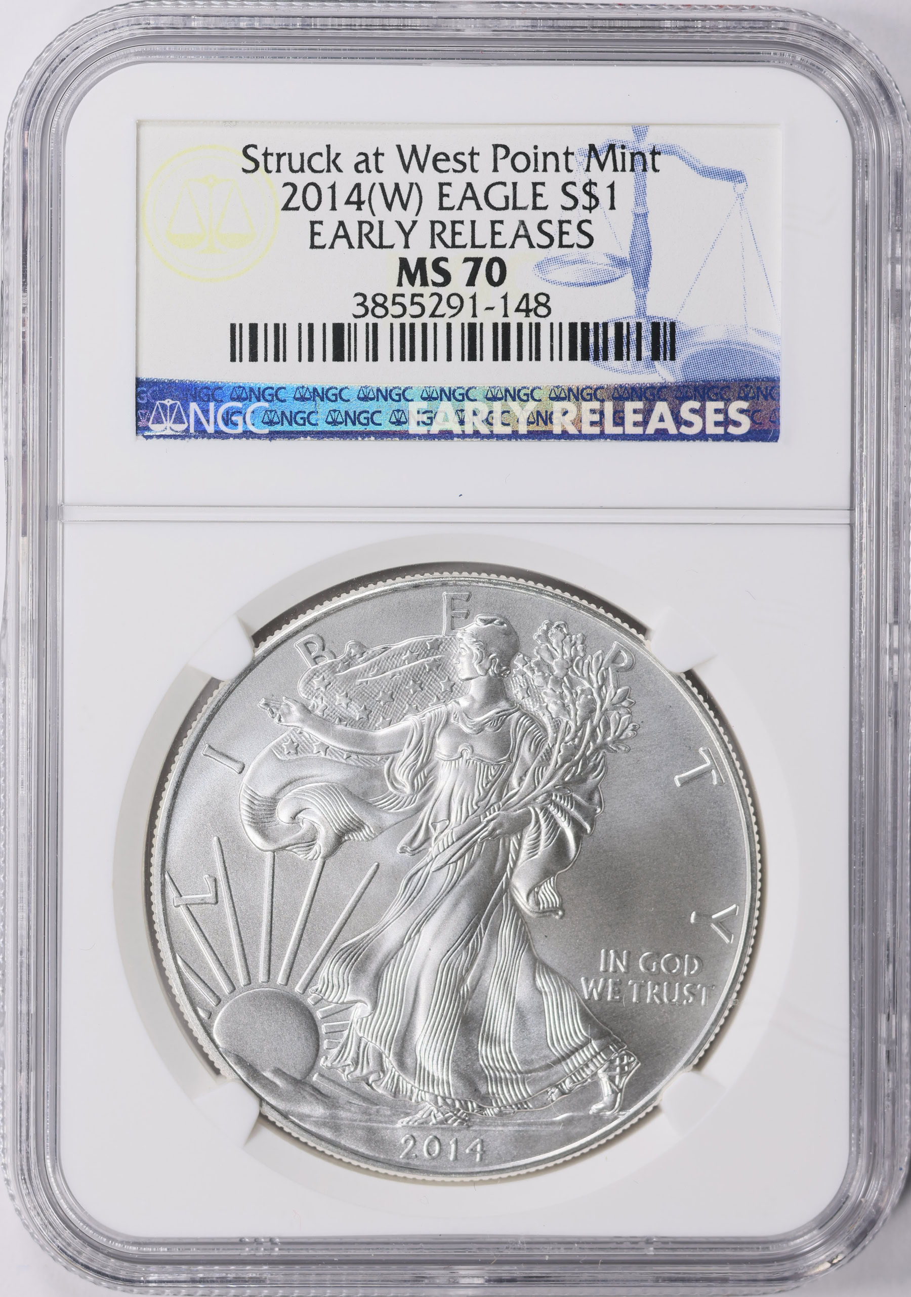 2014-(W) $1 Silver Eagle Early Releases Struck at West Point NGC MS-70 (Item 1796881 ...