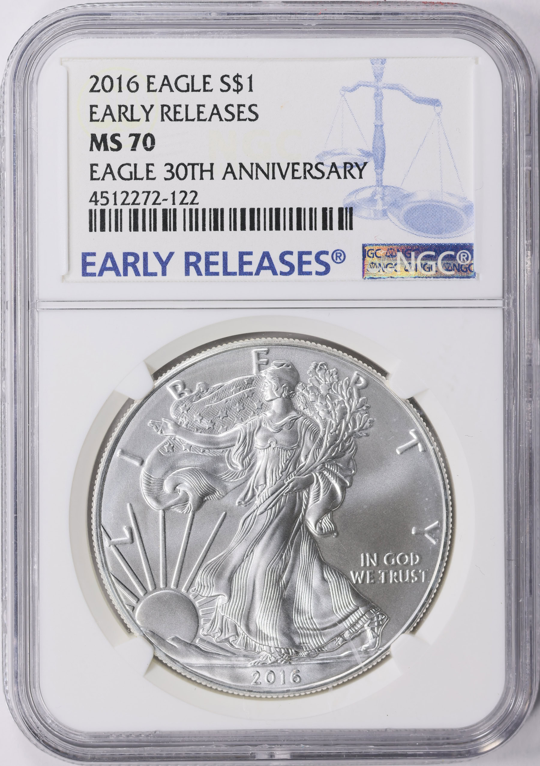 2016 $1 Silver Eagle Early Releases 30th Anniversary NGC MS-70 (Item 1796885) | GreatCollections ...