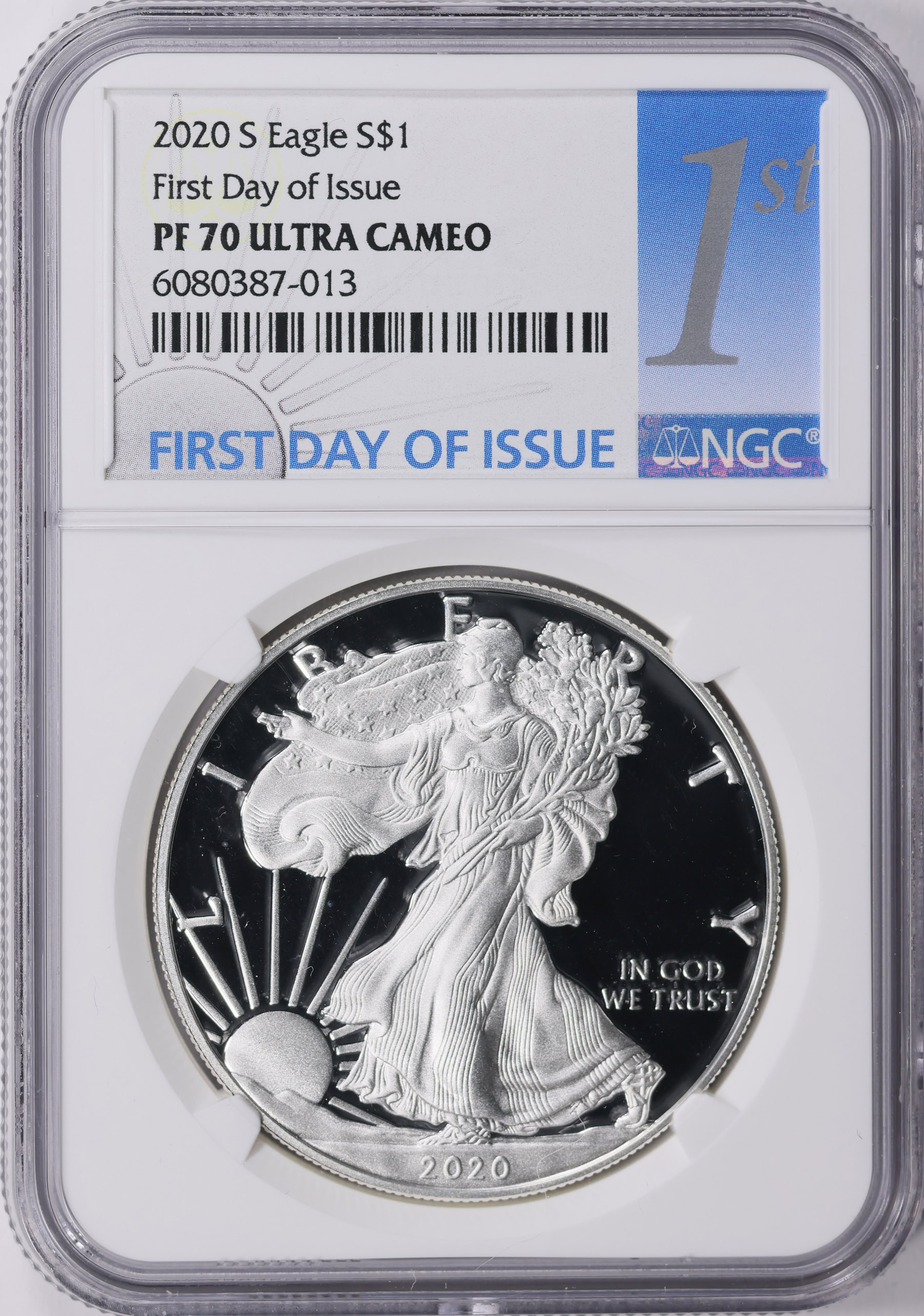 2020-S $1 Silver Eagle First Day of Issue NGC Proof-70 UC (Item 1796923) | GreatCollections Coin ...