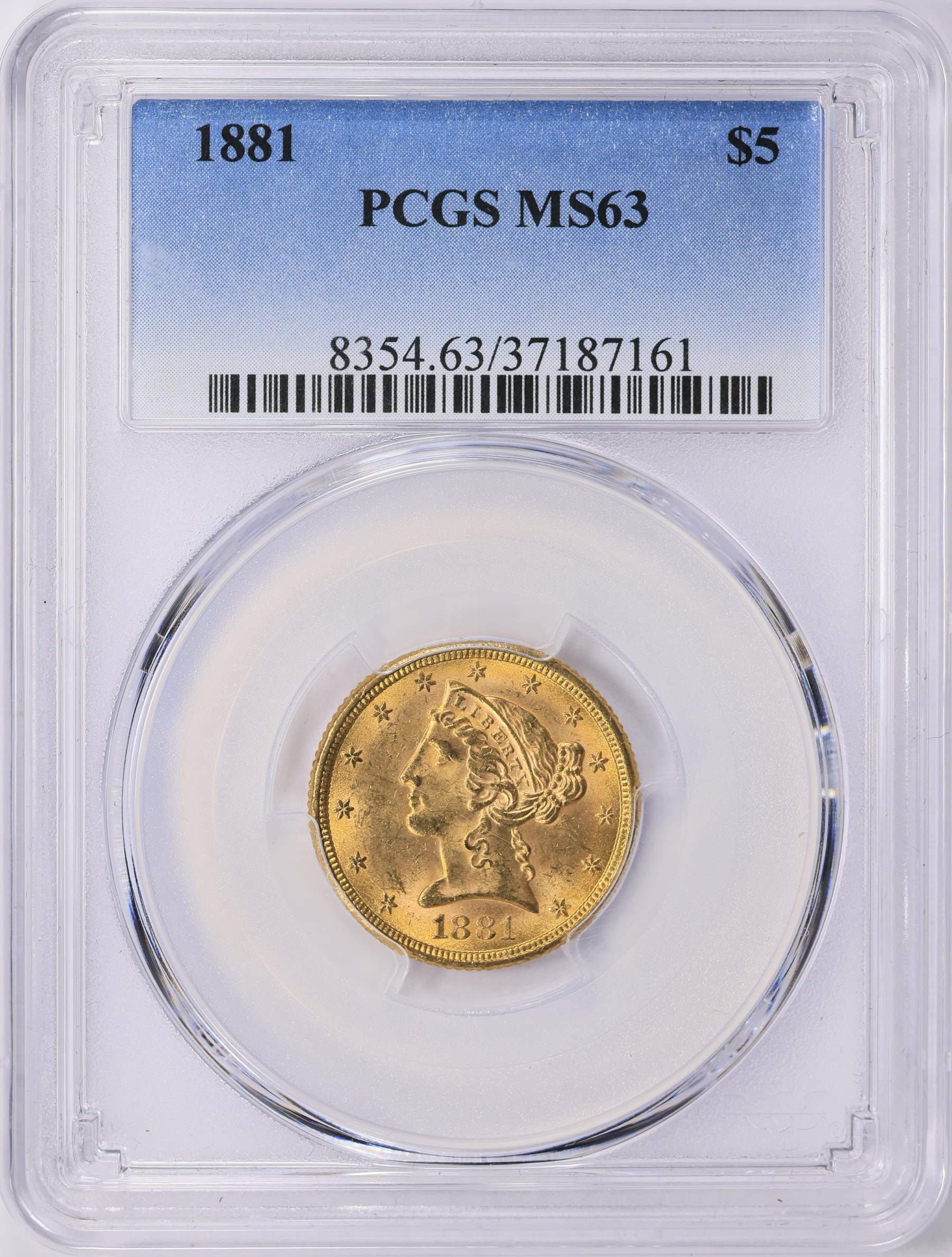 1881 Liberty Gold Half Eagle PCGS MS-63 (Item 1796944) | GreatCollections Coin Auctions
