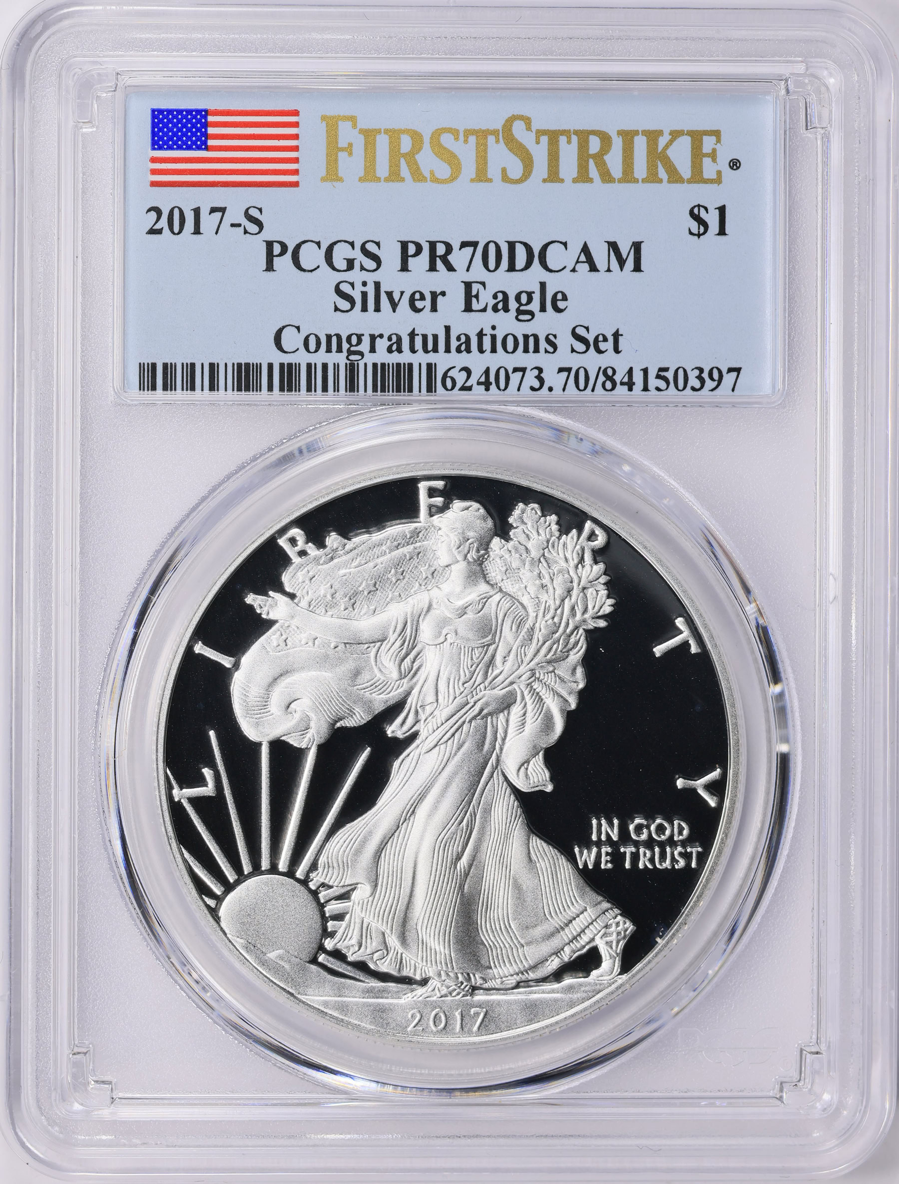 2017-S $1 Silver Eagle First Strike From the Congratulations Set PCGS ...