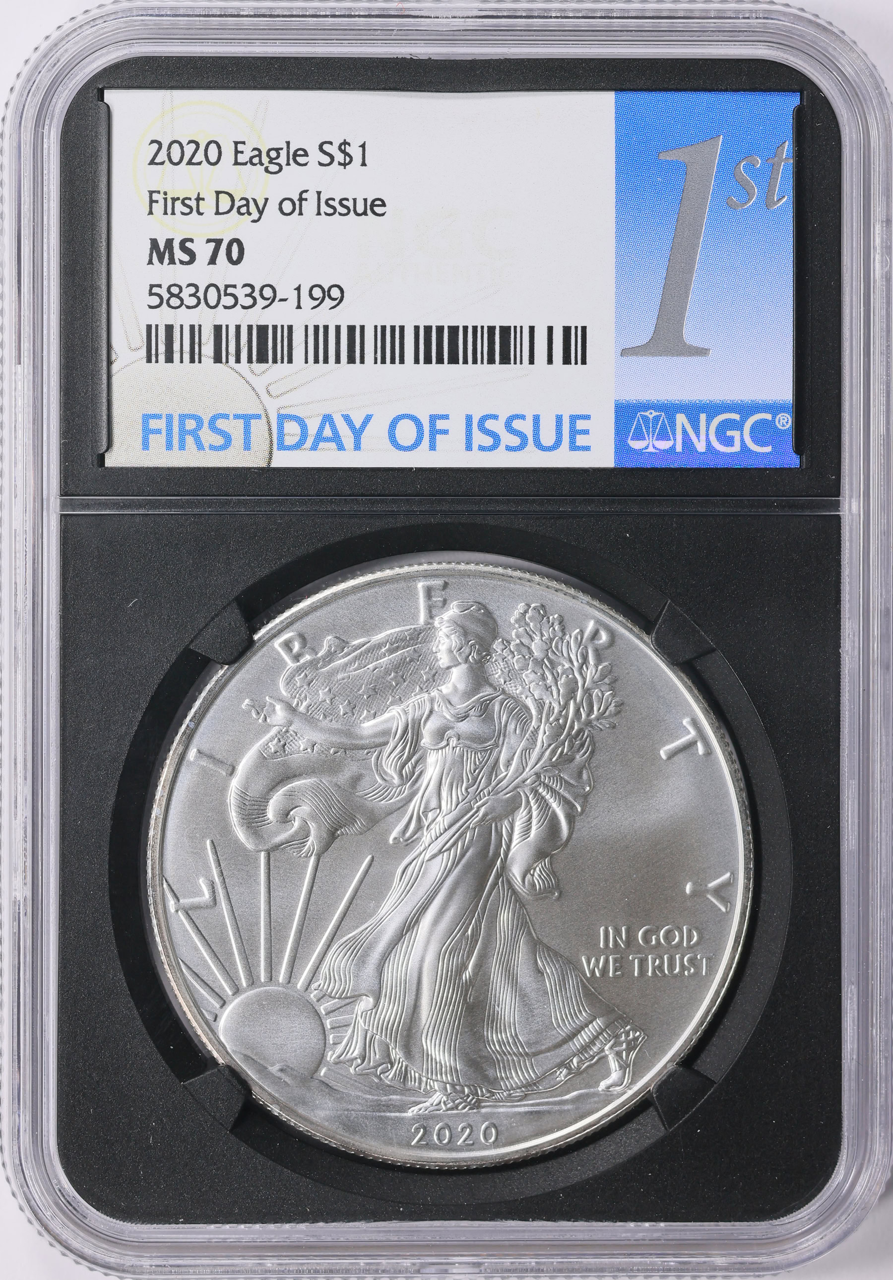 2020 $1 Silver Eagle First Day of Issue NGC MS-70 (Black Retro Holder) (Item 1796985 ...