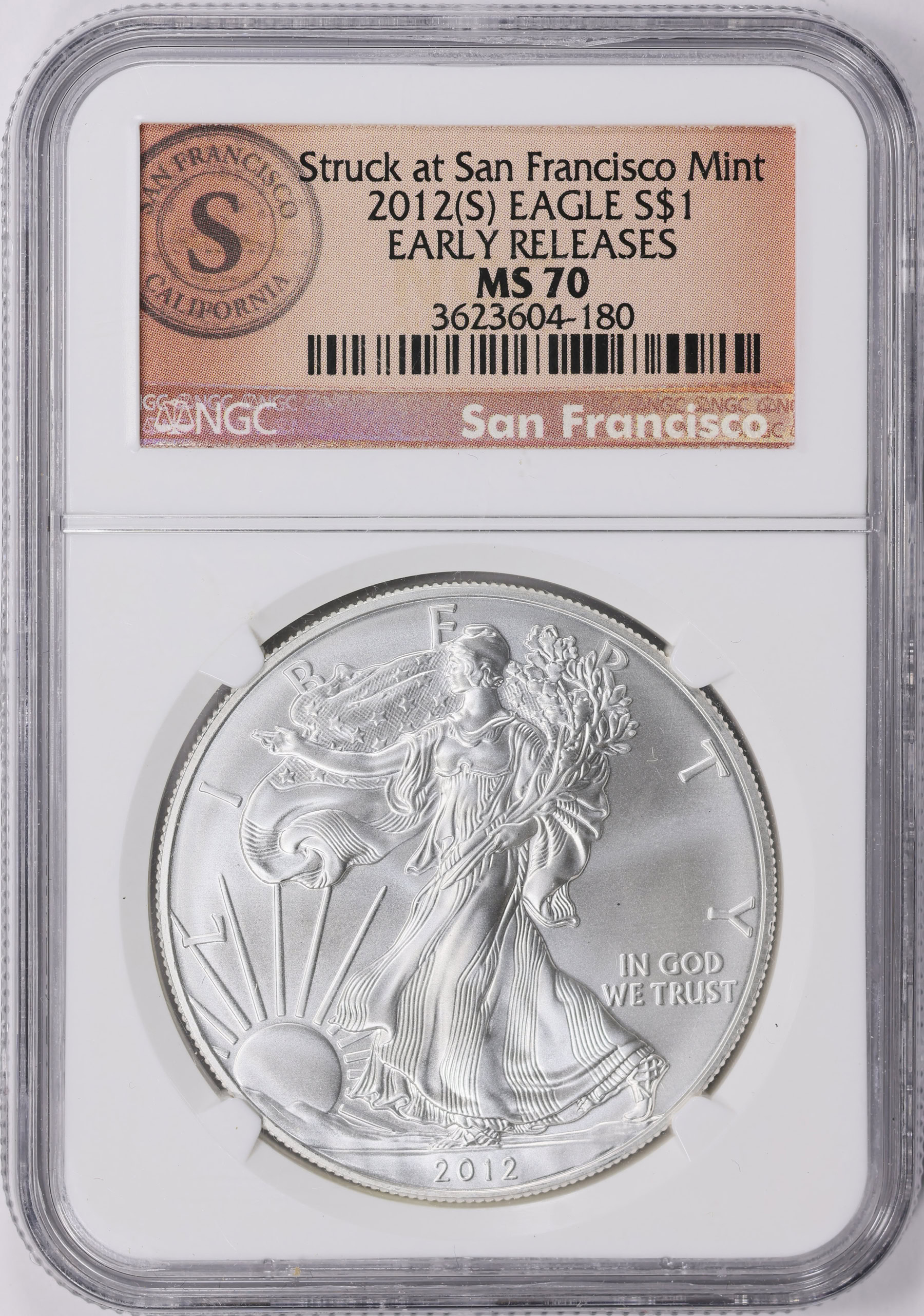 2012-(S) $1 Silver Eagle Early Releases Struck at San Francisco NGC MS-70 (Item 1797004 ...