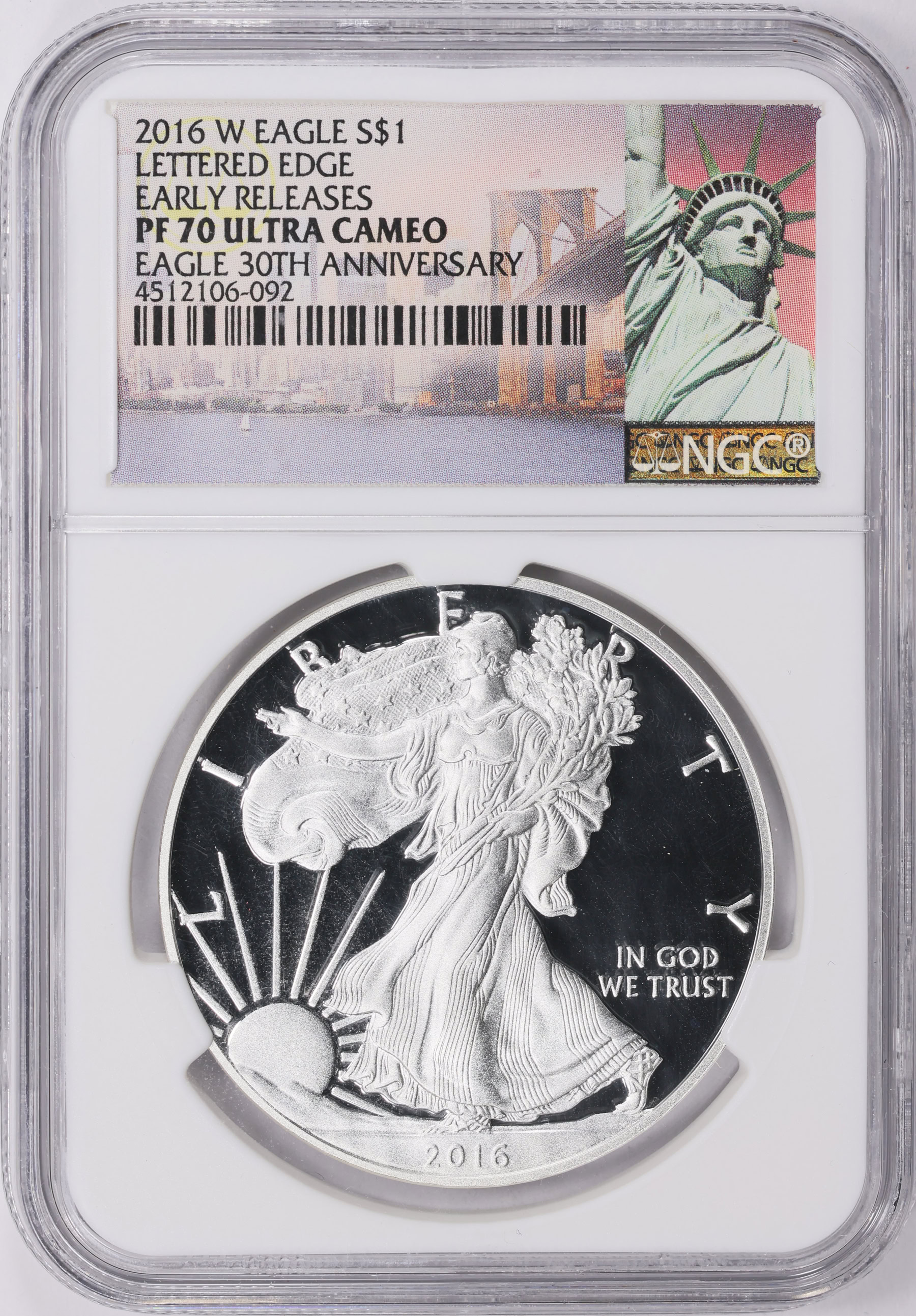 2016-W $1 Silver Eagle 30th Anniversary Early Releases Lettered Edge NGC Proof-70 UC (Item ...