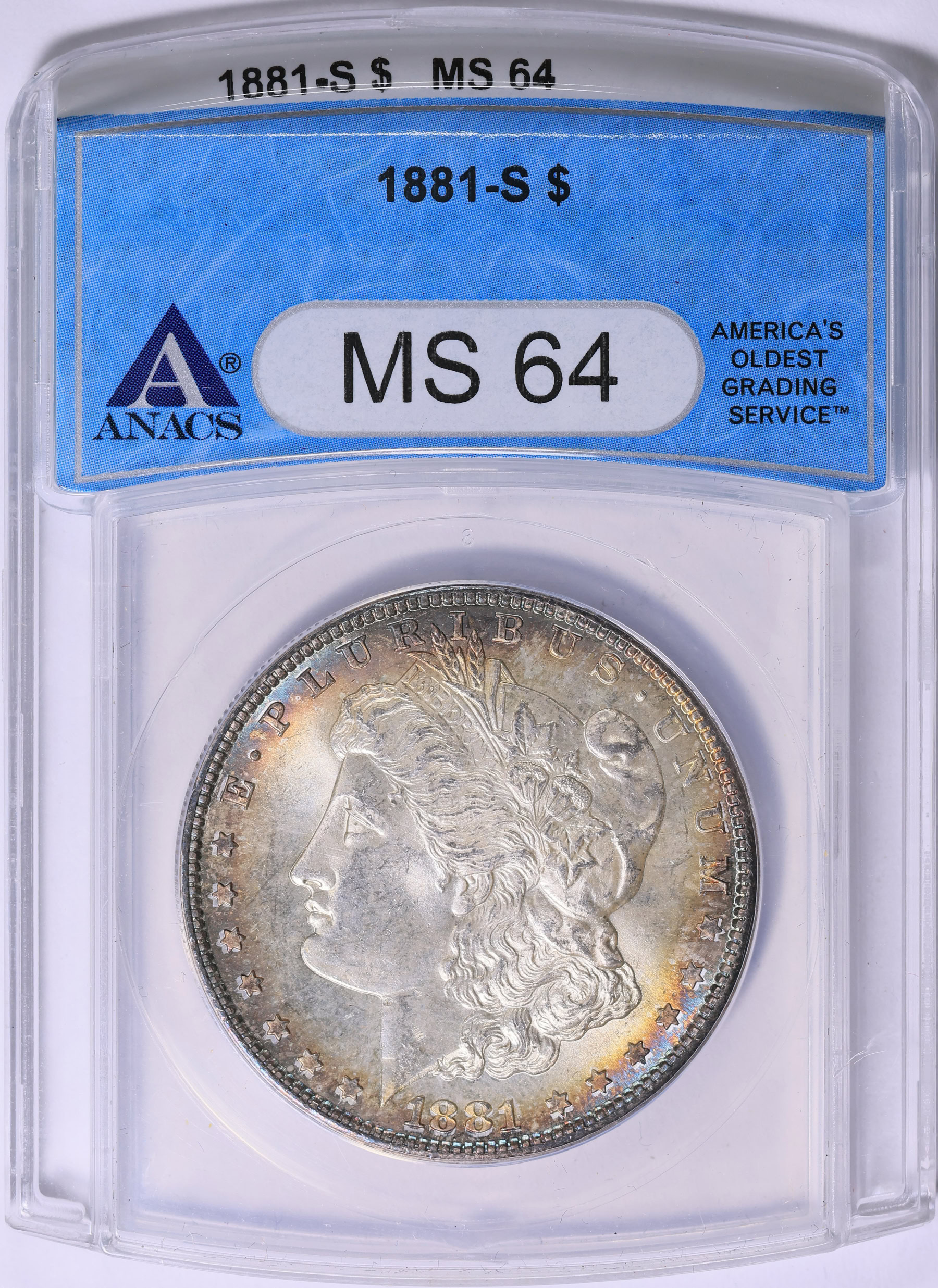 1881-S Morgan Silver Dollar ANACS MS-64 (Toned) (Item 1797037) | GreatCollections Coin Auctions