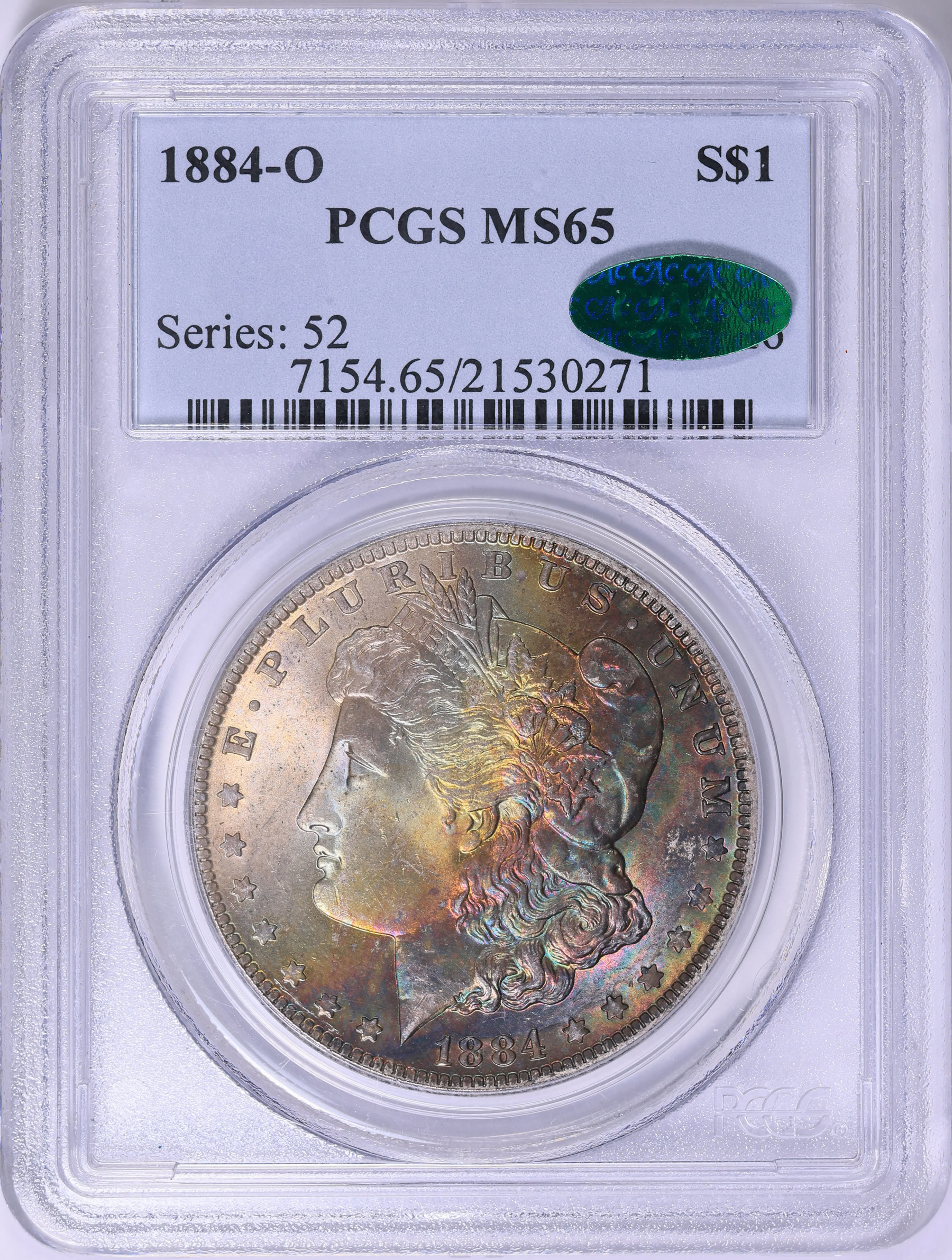 1884-O Morgan Silver Dollar PCGS MS-65 (CAC Green) (Toned) (Item 1797082) | GreatCollections ...