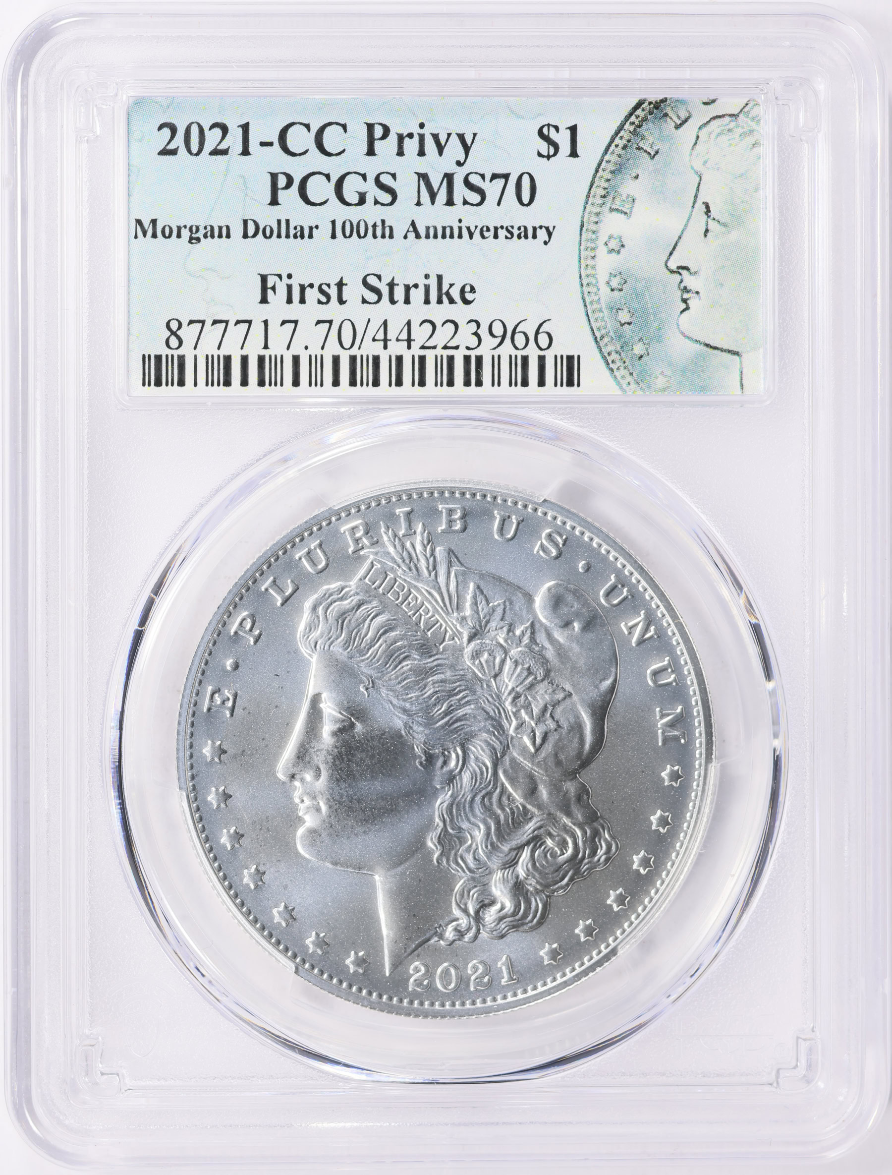 2021-CC Morgan Silver Dollar CC Privy 100th Anniversary First Strike ...
