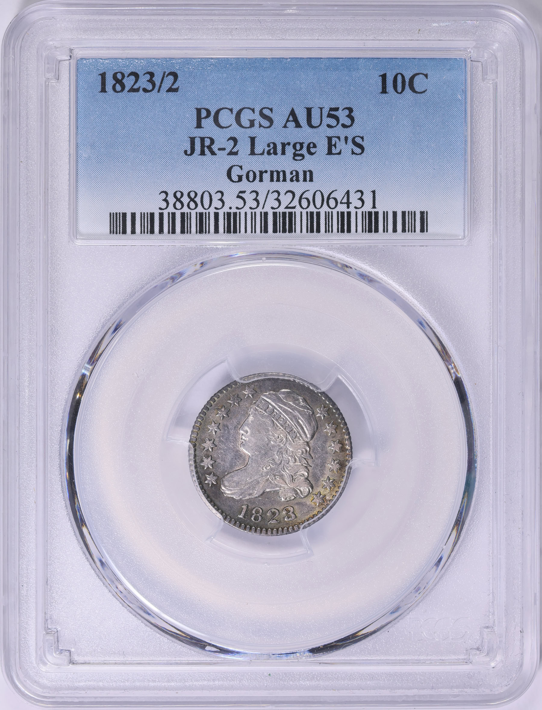 1823/2 Capped Bust Dime Large E's JR-2 PCGS AU-53 (Gorman Collection) (Item 1797196 ...