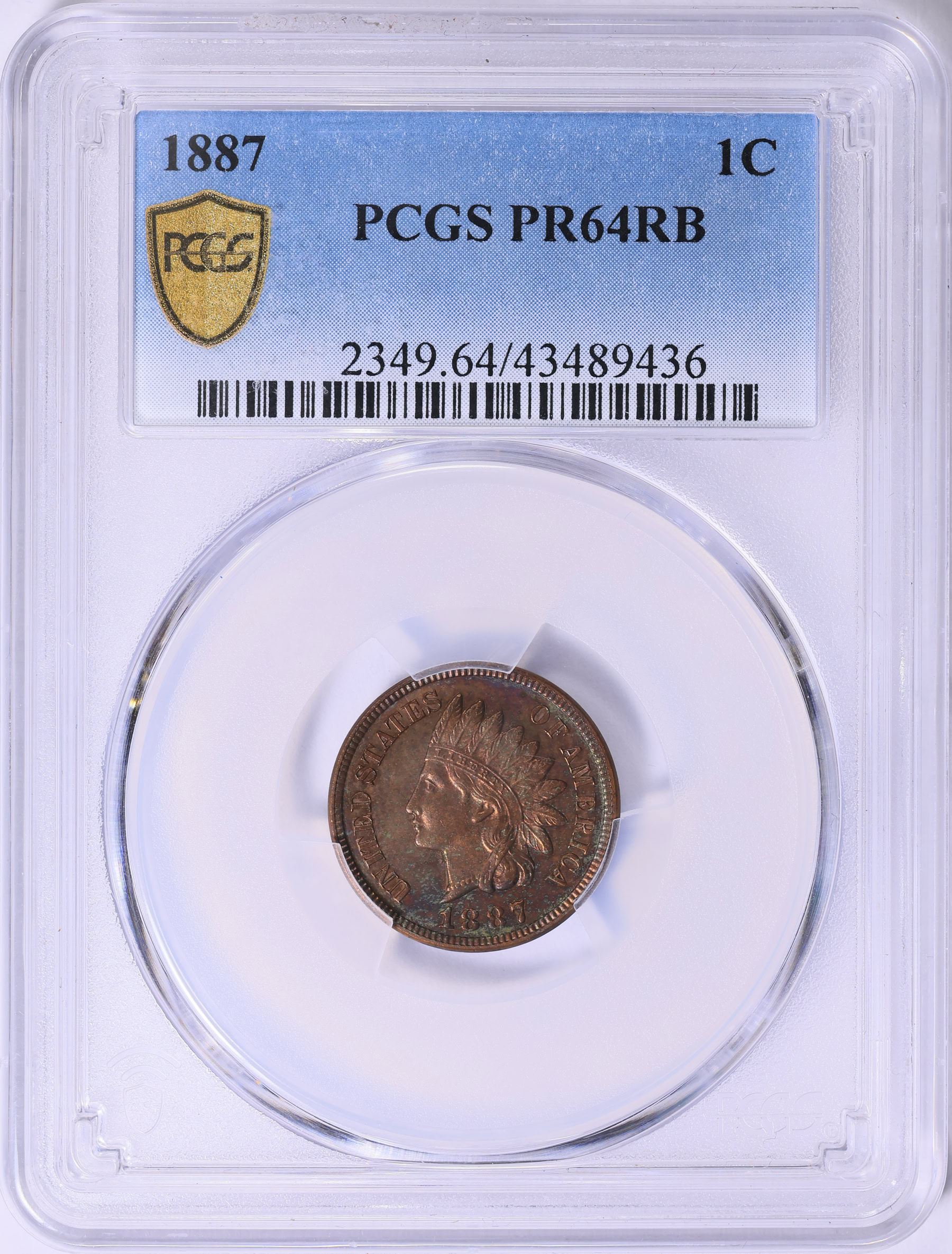 1887 Indian Cent PCGS Proof-64 RB (Toned) (Item 1797197) | GreatCollections Coin Auctions