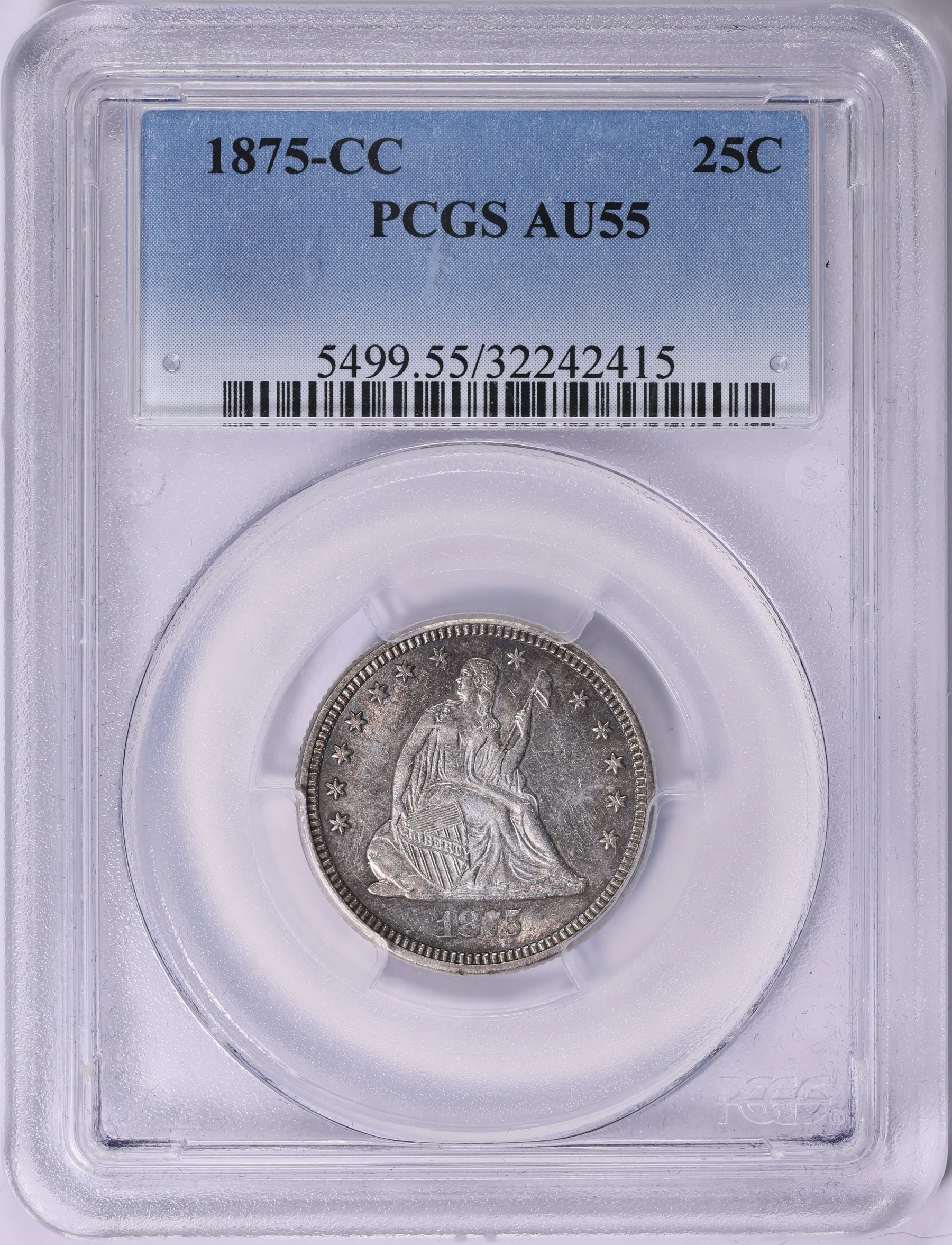 1875-CC Seated Liberty Quarter PCGS AU-55 (Item 1797207) | GreatCollections Coin Auctions
