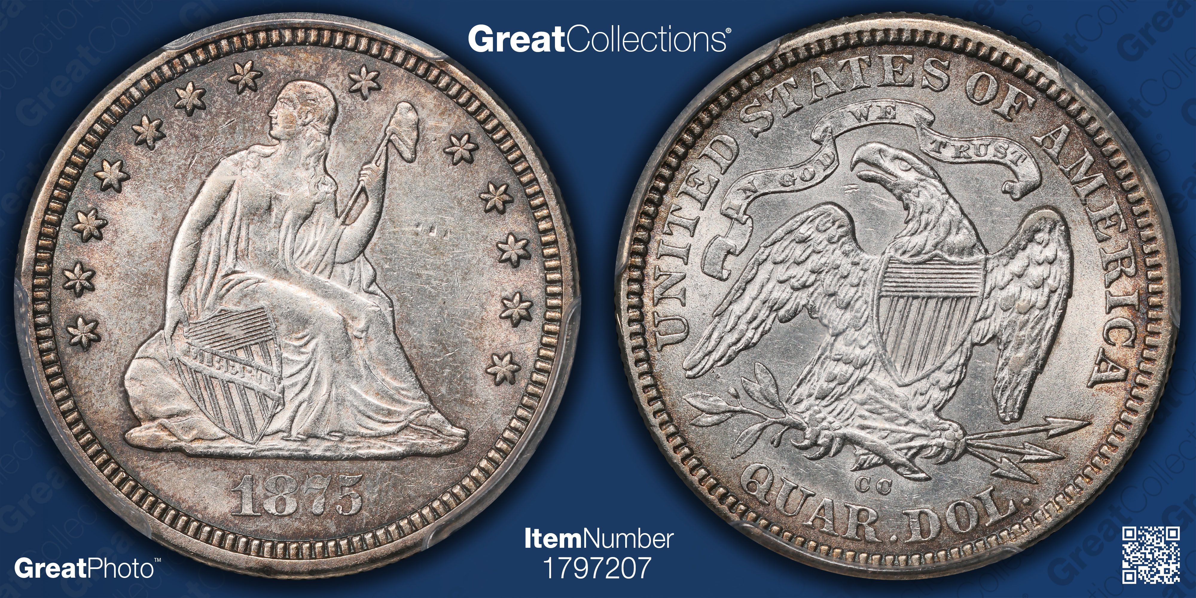 1875-CC Seated Liberty Quarter PCGS AU-55 (Item 1797207 ...
