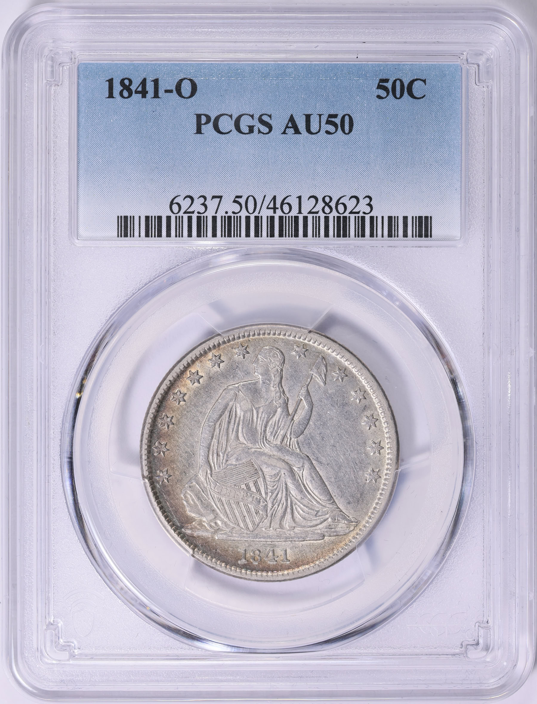1841-O Seated Liberty Half Dollar PCGS AU-50 (Toned) (Item 1797211) | GreatCollections Coin Auctions