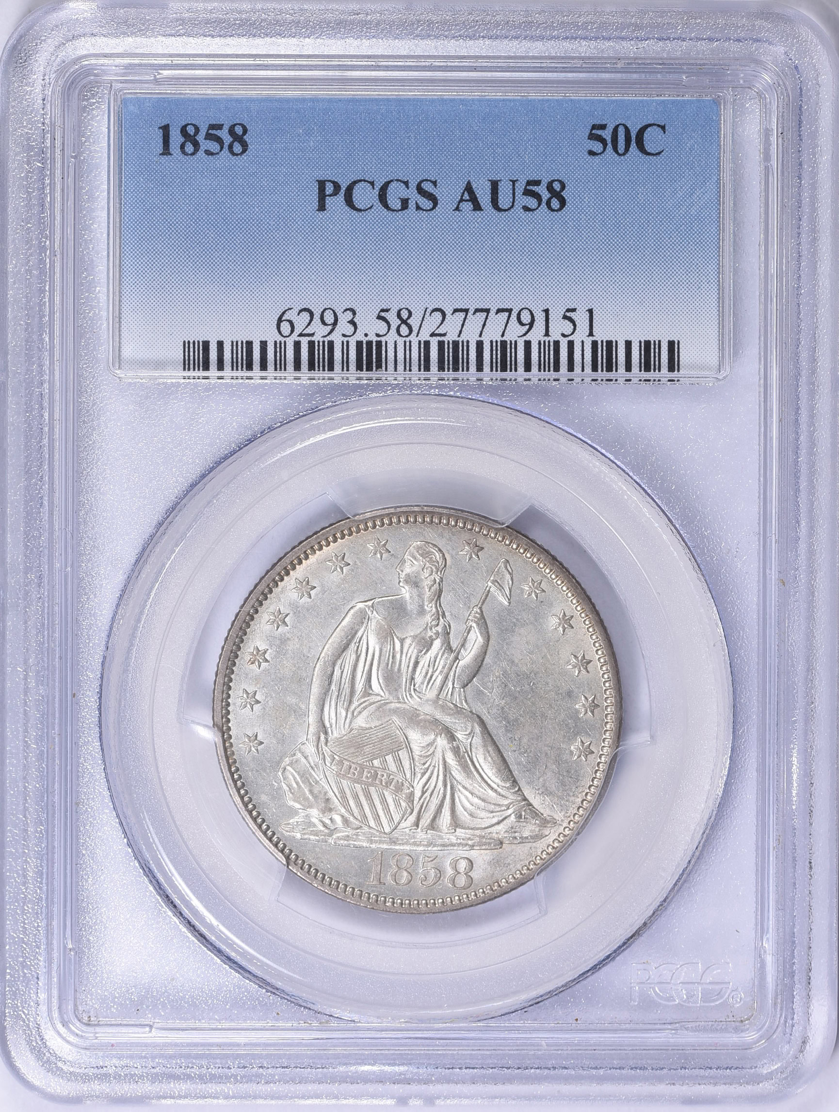 1858 Seated Liberty Half Dollar PCGS AU-58 (Item 1797216) | GreatCollections Coin Auctions