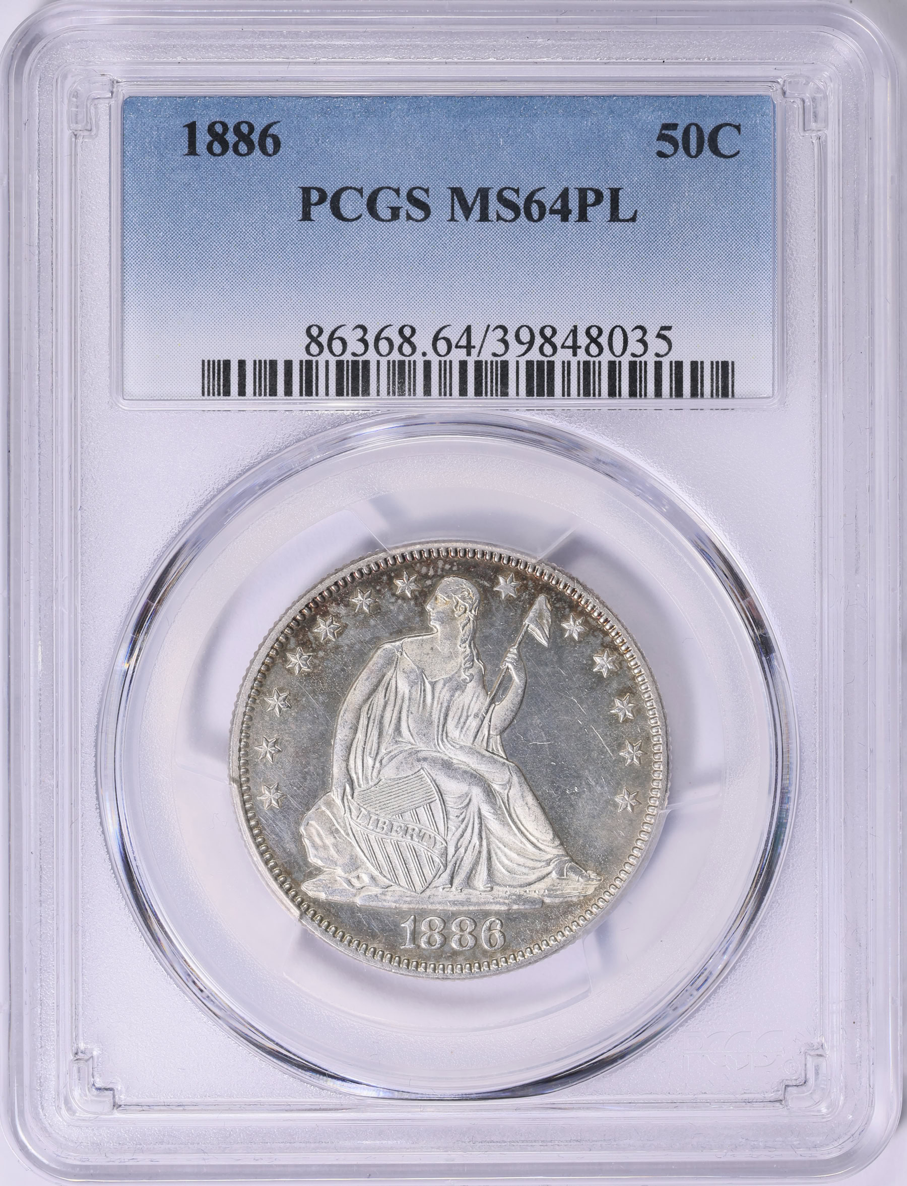 1886 Seated Liberty Half Dollar PCGS MS-64 PL (Toned) (Item 1797224) | GreatCollections Coin ...