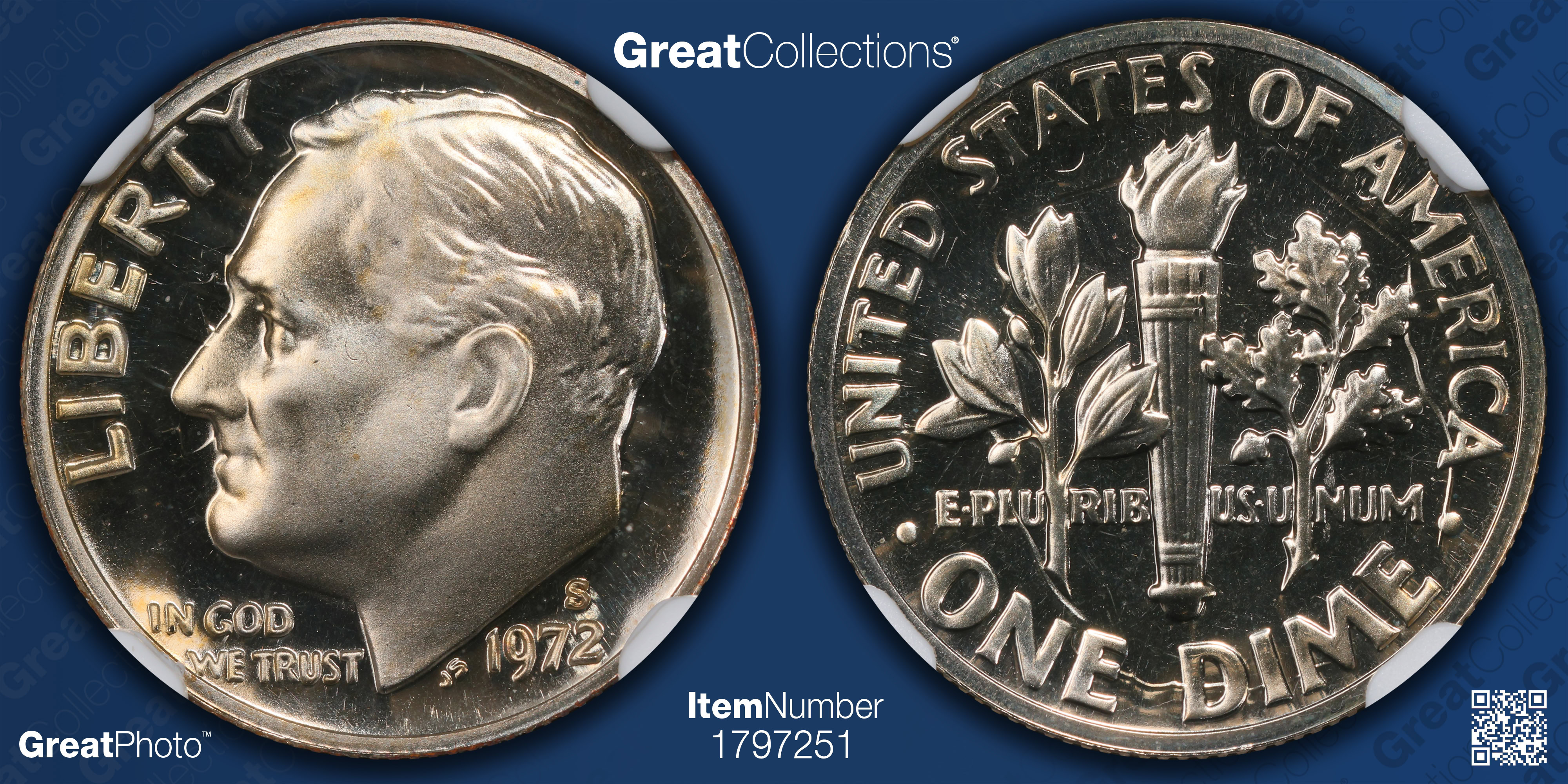 Mint Error 1972-S Roosevelt Dime Clashed Dies NGC Proof-69 ★ | NGC Cert ...