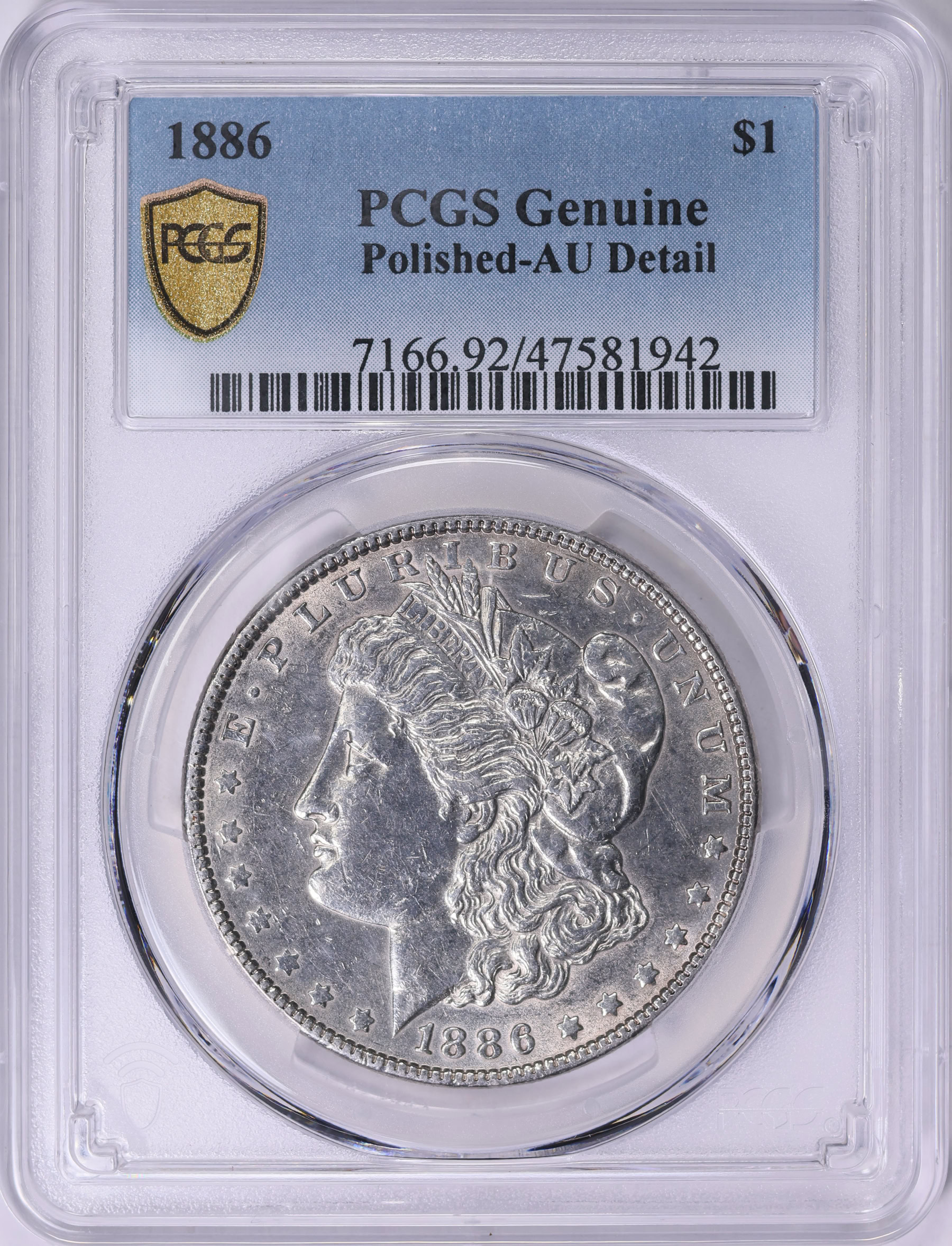 1886 Morgan Silver Dollar PCGS Genuine AU Details (Item 1797277) | GreatCollections Coin Auctions