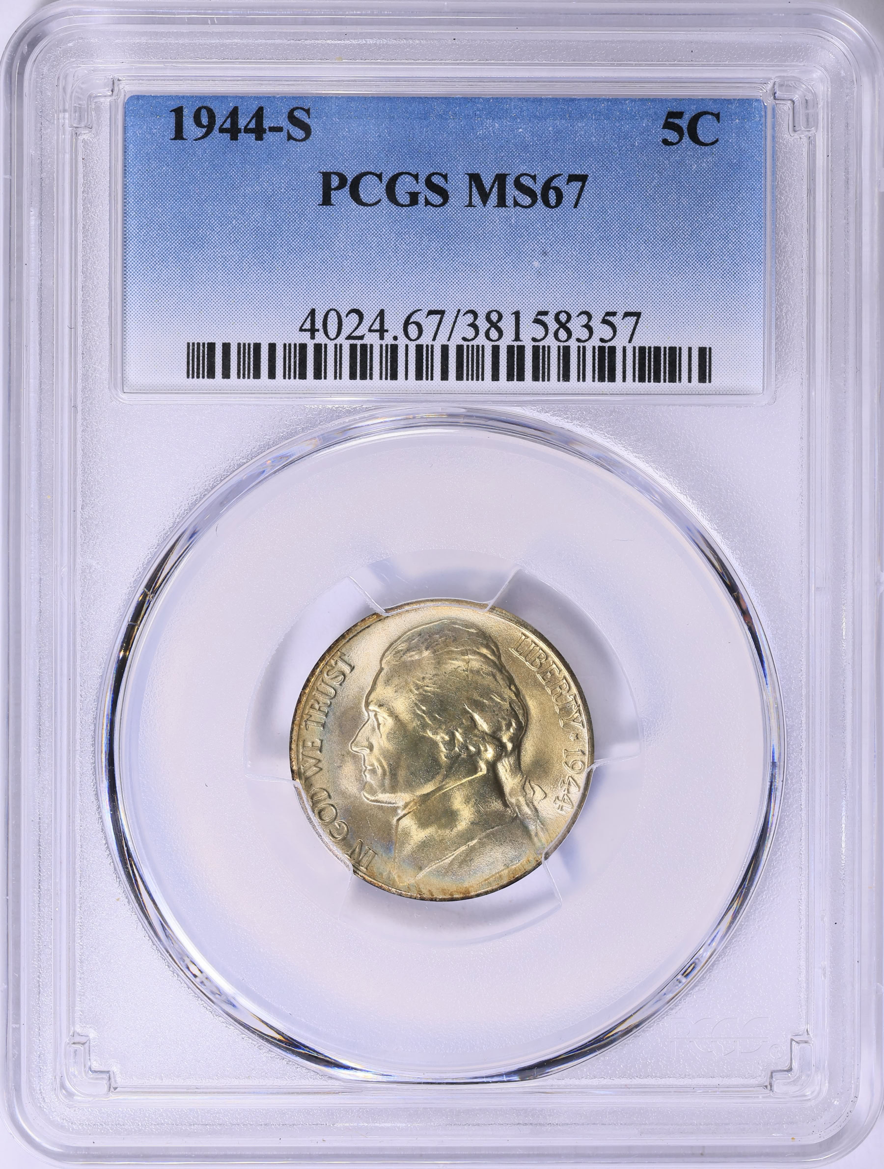 1944-S Jefferson Nickel PCGS MS-67 (Item 1797298) | GreatCollections Coin Auctions