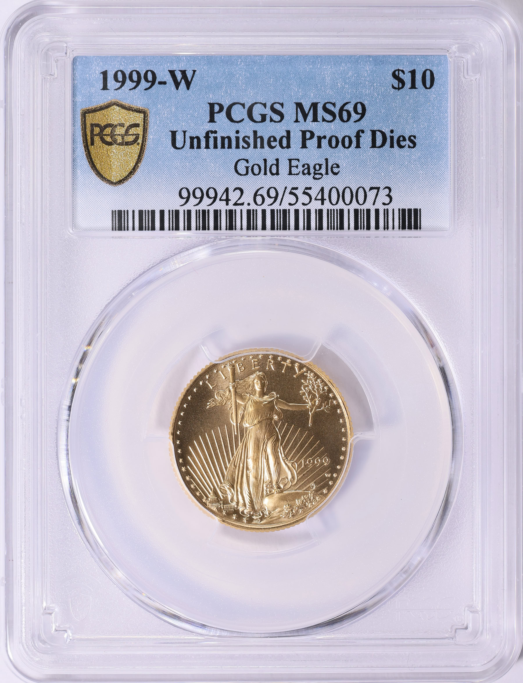1999-W $10 Quarter-Ounce Gold American Eagle Made from Unfinished Proof ...