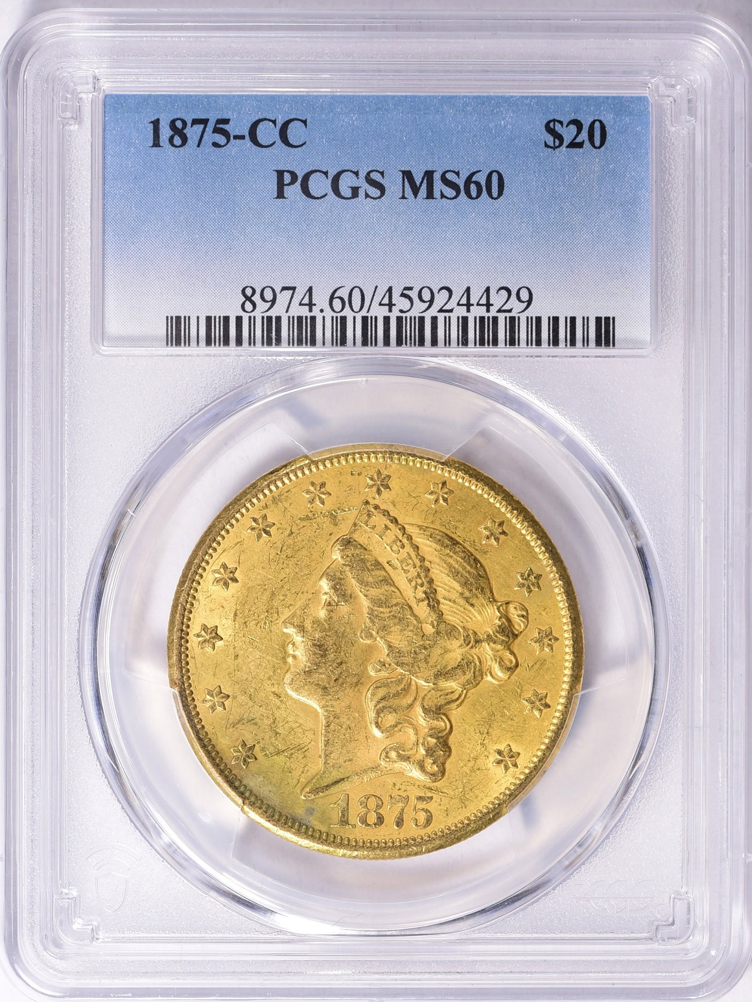 1875-CC Liberty Gold Double Eagle PCGS MS-60 (Item 1797349) | GreatCollections Coin Auctions