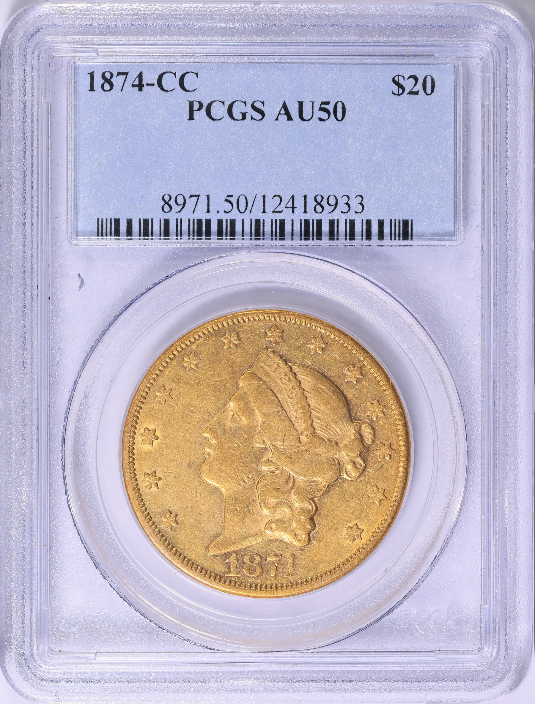 1874-CC Liberty Gold Double Eagle PCGS AU-50 (Item 1797353) | GreatCollections Coin Auctions