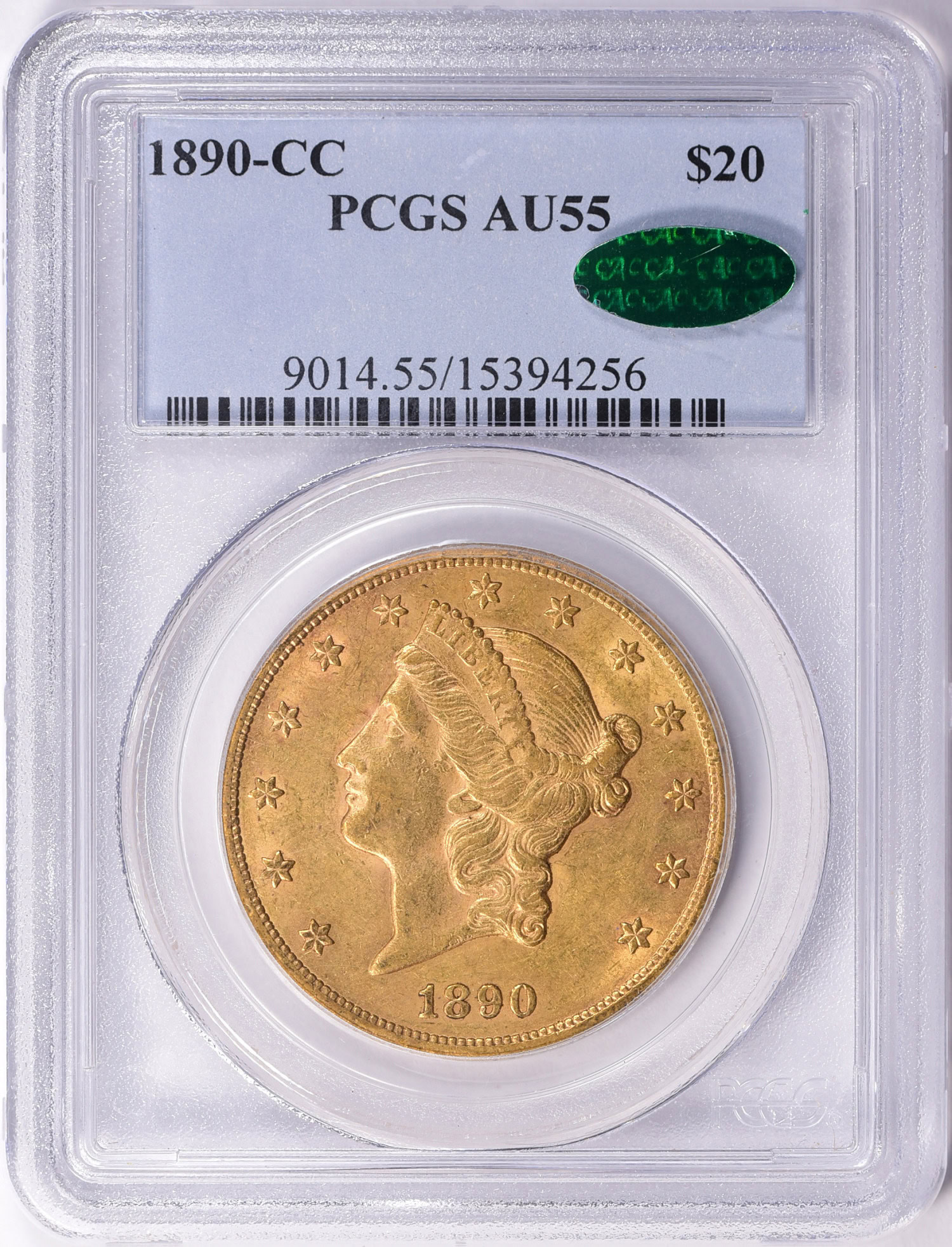 1890-CC Liberty Gold Double Eagle PCGS AU-55 (CAC Green) (Item 1797354) | GreatCollections Coin ...
