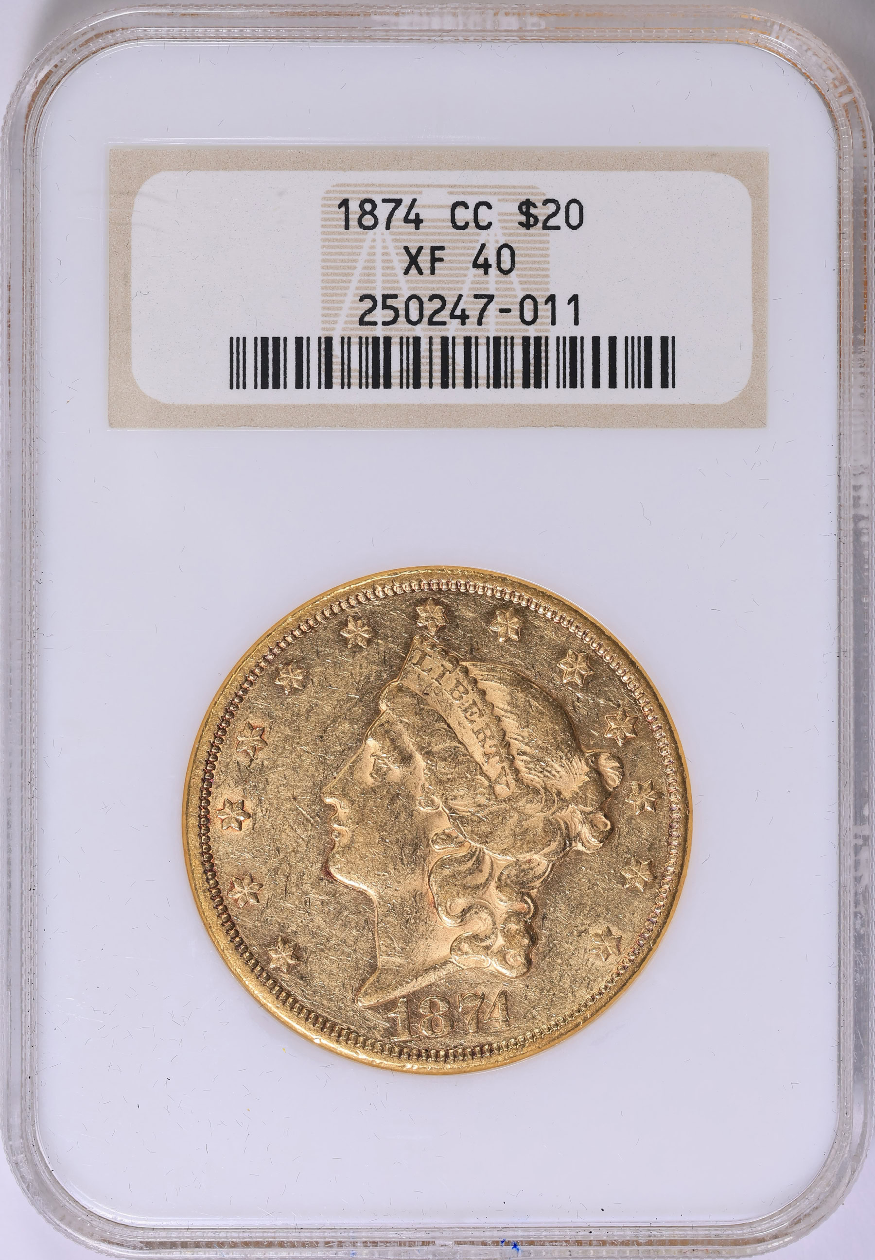 1874-CC Liberty Gold Double Eagle NGC XF-40 OH (Item 1797364) | GreatCollections Coin Auctions