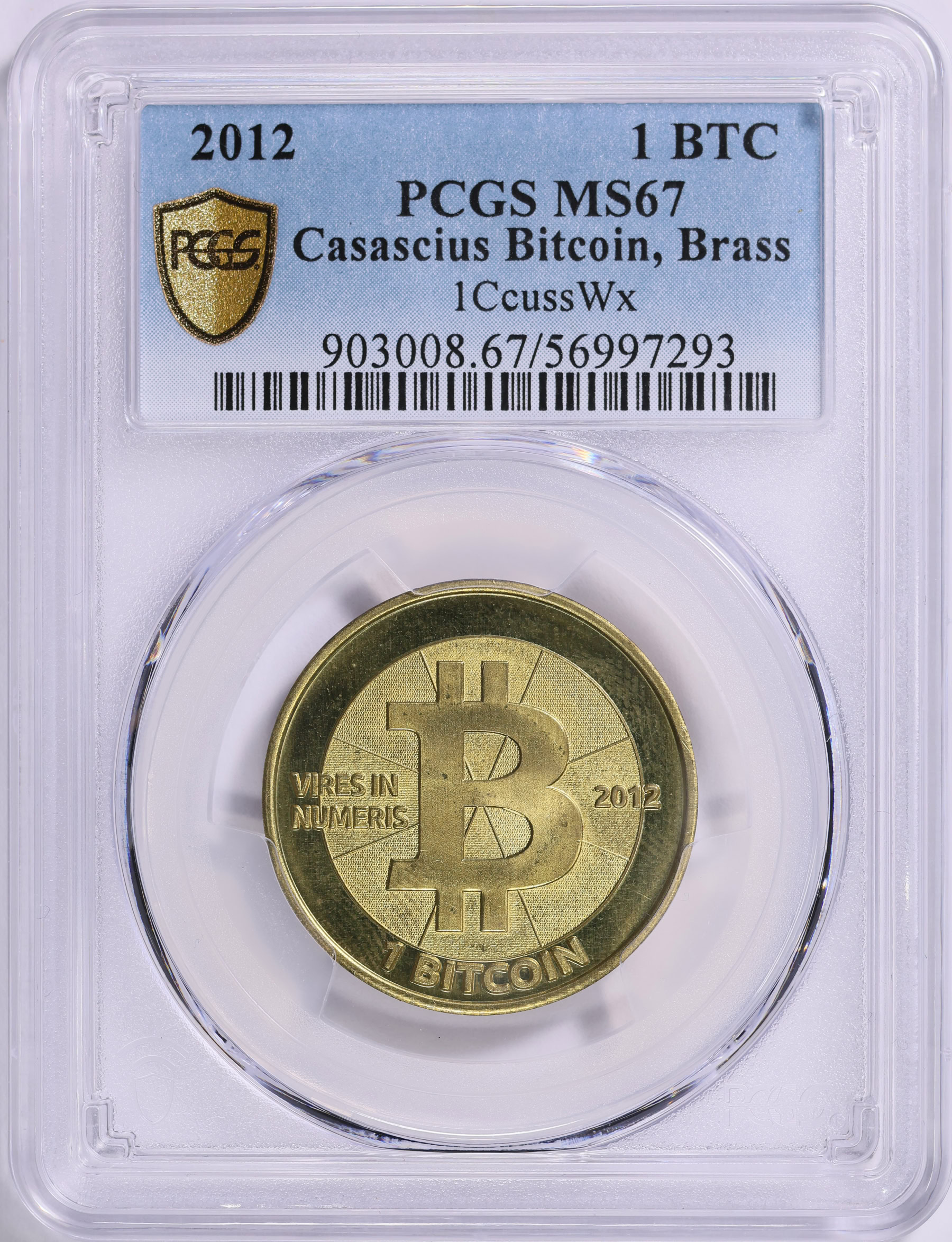 2012 1 BTC Casascius Series Two Loaded Physical Bitcoin PCGS MS-67 ...
