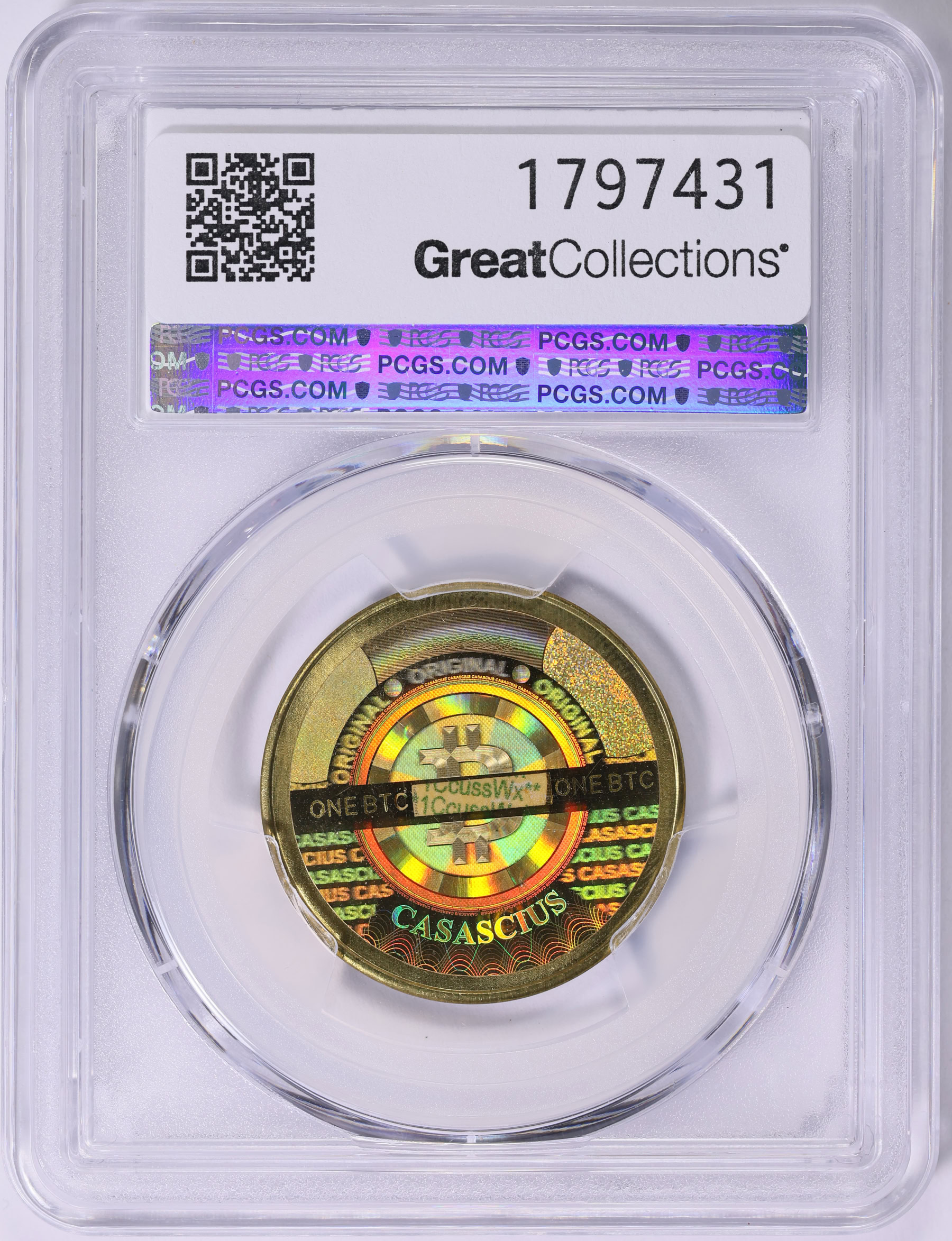 2012 1 BTC Casascius Series Two Loaded Physical Bitcoin PCGS MS-67 ...
