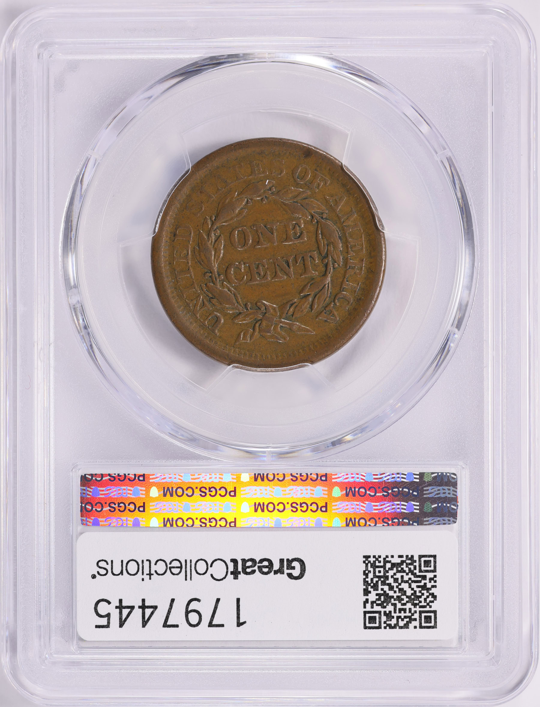 1856 Braided Hair Cent Slanted 5 PCGS AU-50 BN (Item 1797445 ...
