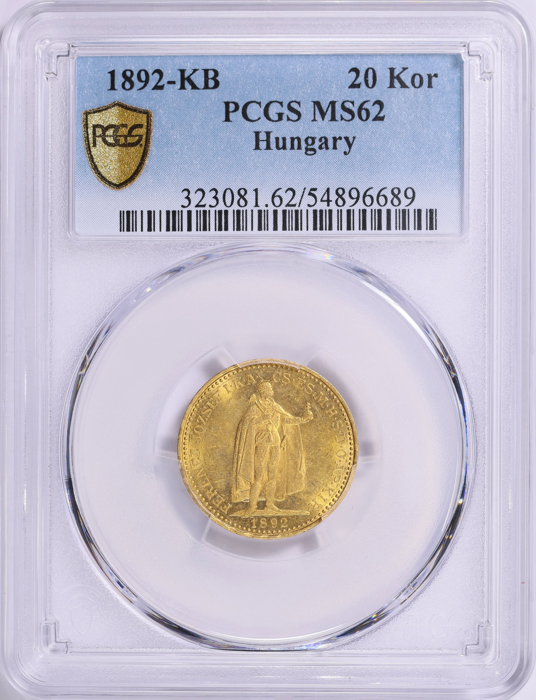 Hungary 1892-KB Gold 20 Korona KM-486 PCGS MS-62 (AGW = 0.196 oz.) (Item 1797616 ...