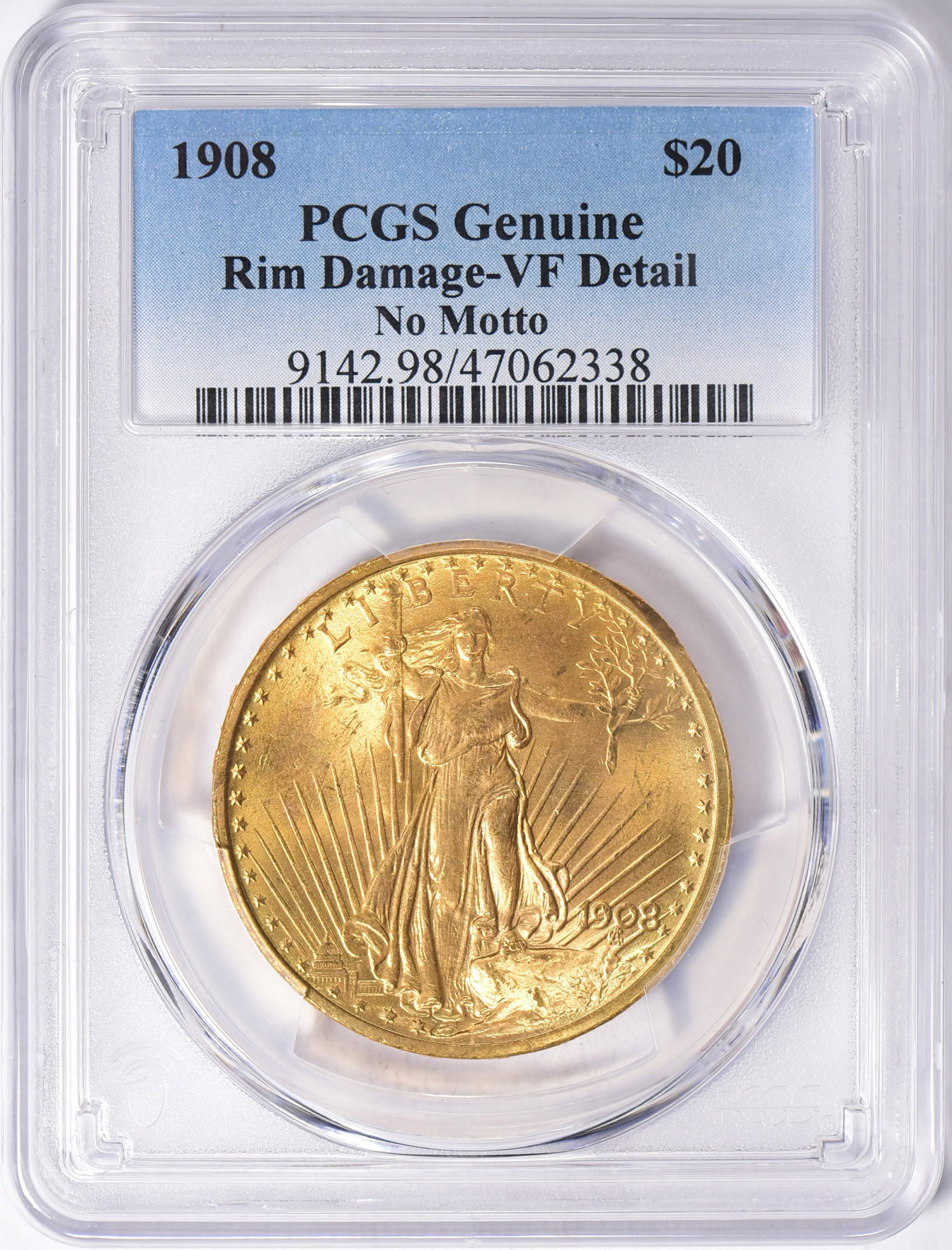 1908 Saint-Gaudens Gold Double Eagle No Motto PCGS Genuine VF Details (Item 1797624 ...