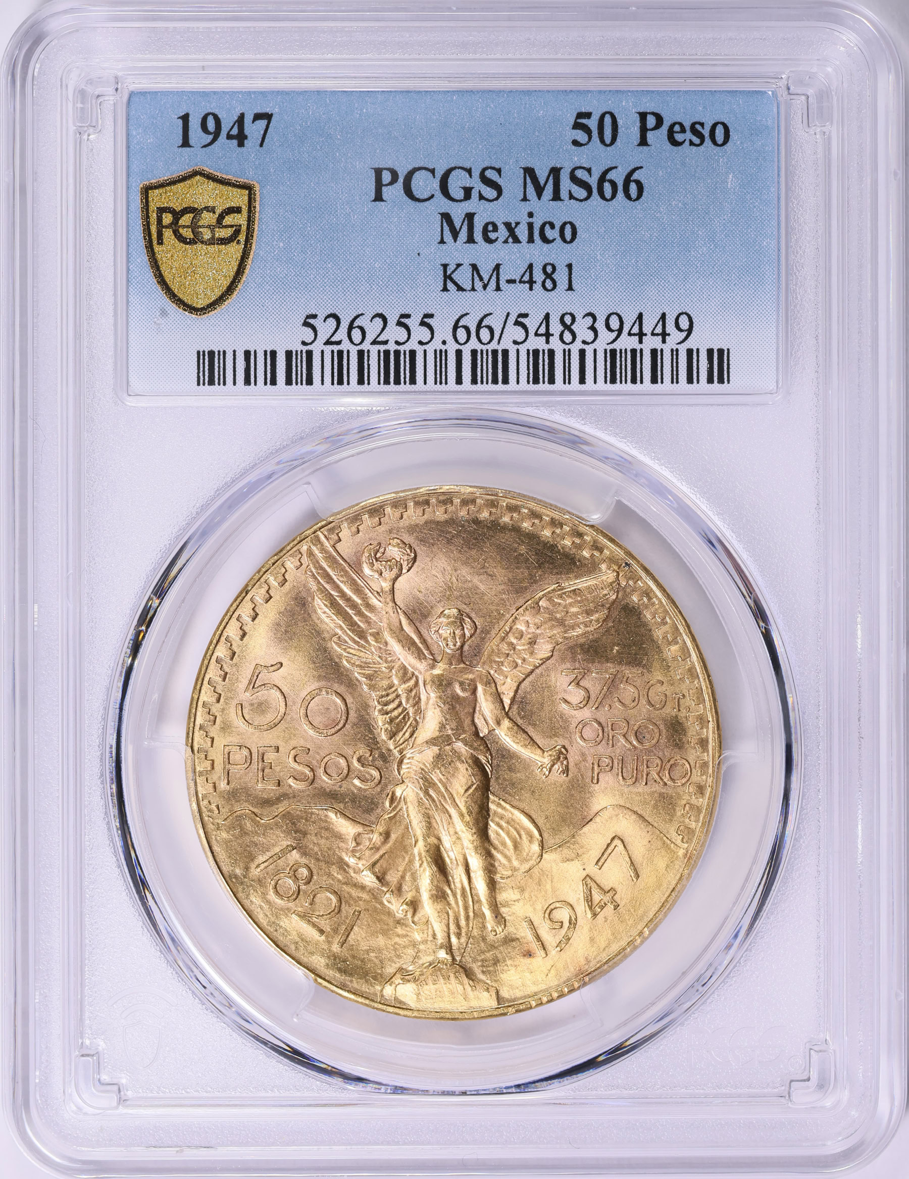 Mexico 1947 Gold 50 Pesos KM-481 PCGS MS-66 (AGW = 1.2057 Oz.) (Item 1797628) | GreatCollections ...