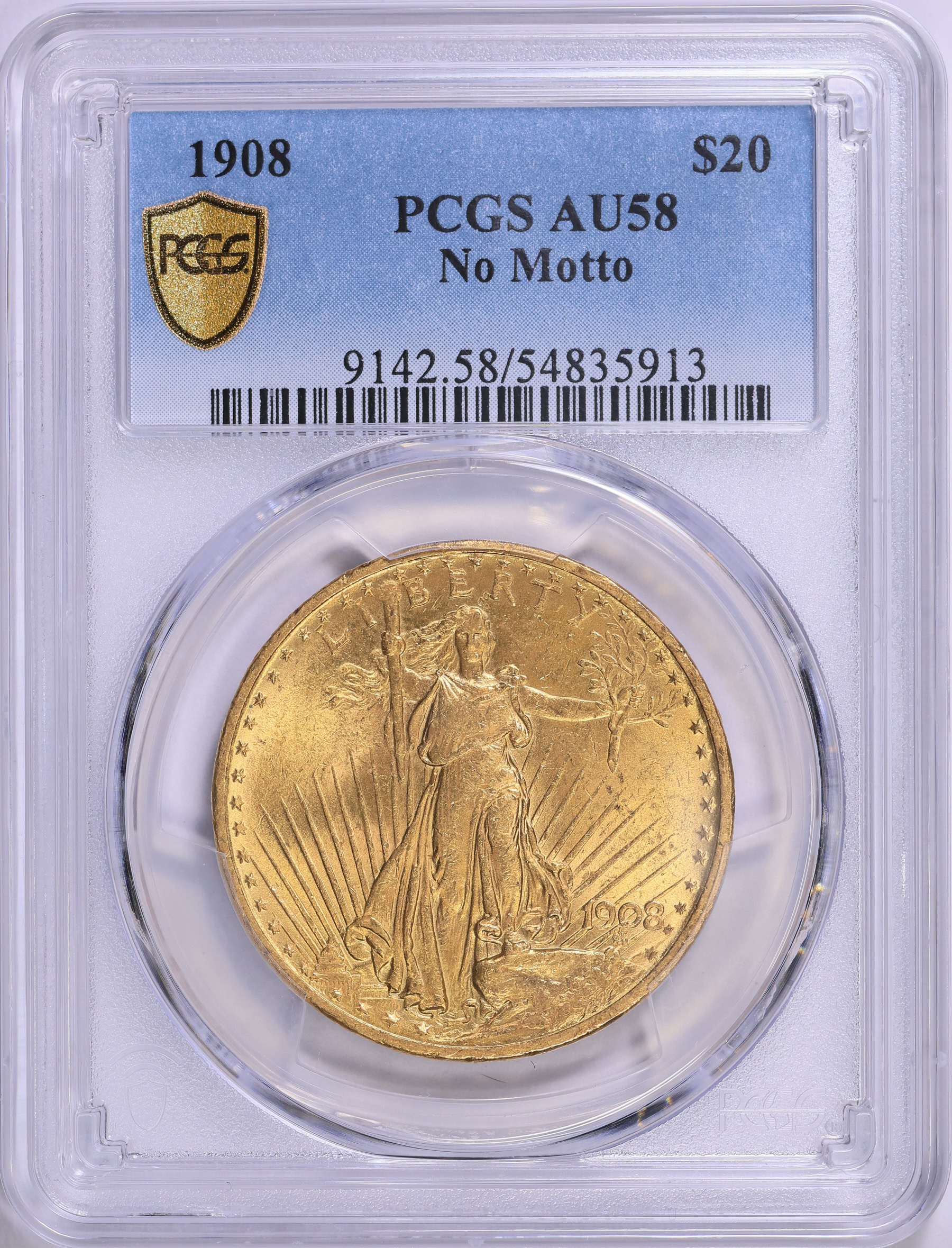 1908 Saint-Gaudens Gold Double Eagle No Motto PCGS AU-58 (Item 1797629 ...
