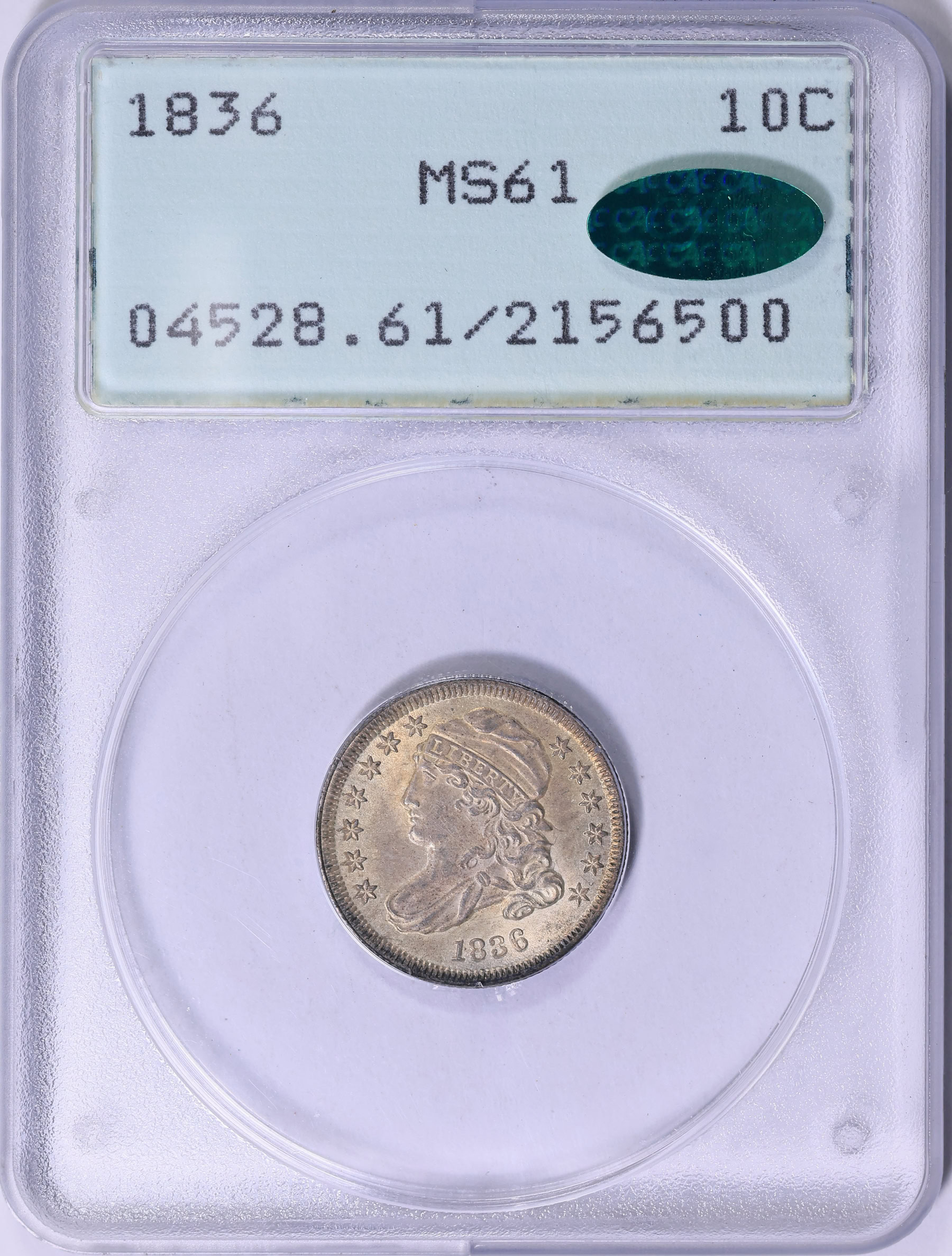1836 Capped Bust Dime PCGS MS-61 (CAC Green) OGH (1st Gen) (Item ...