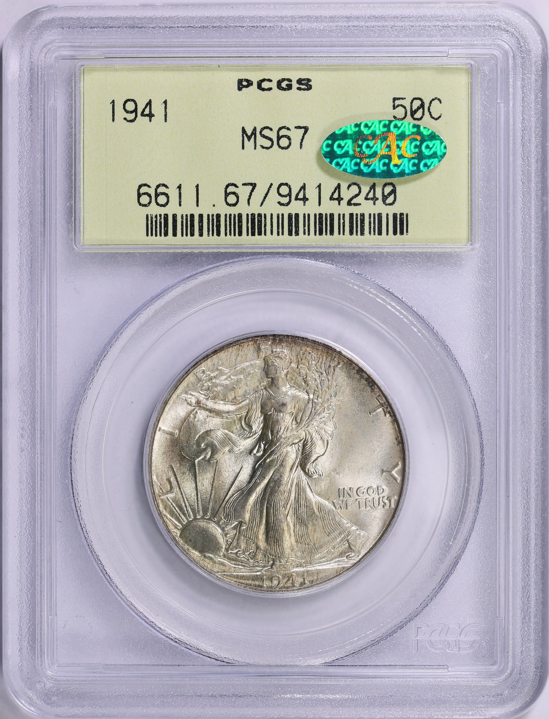 1941 Walking Liberty Half Dollar PCGS MS-67 (CAC Green) OGH (Item 1797653) | GreatCollections ...