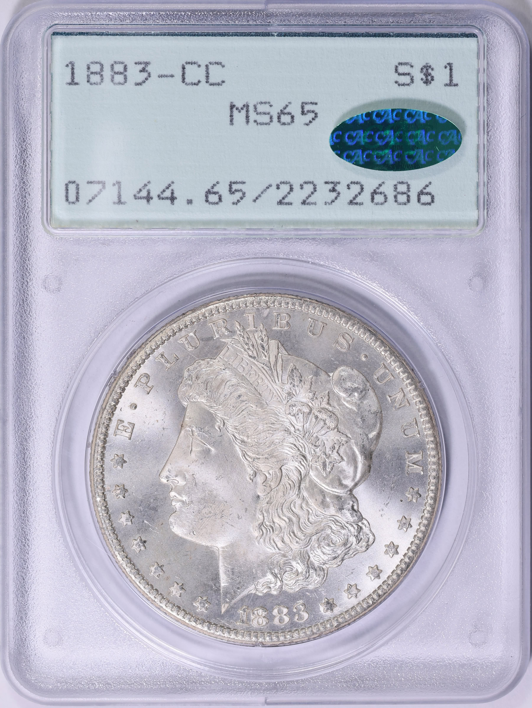 1883-CC Morgan Silver Dollar PCGS MS-65 (CAC Green) OGH (1st Gen) (Item 1797667 ...