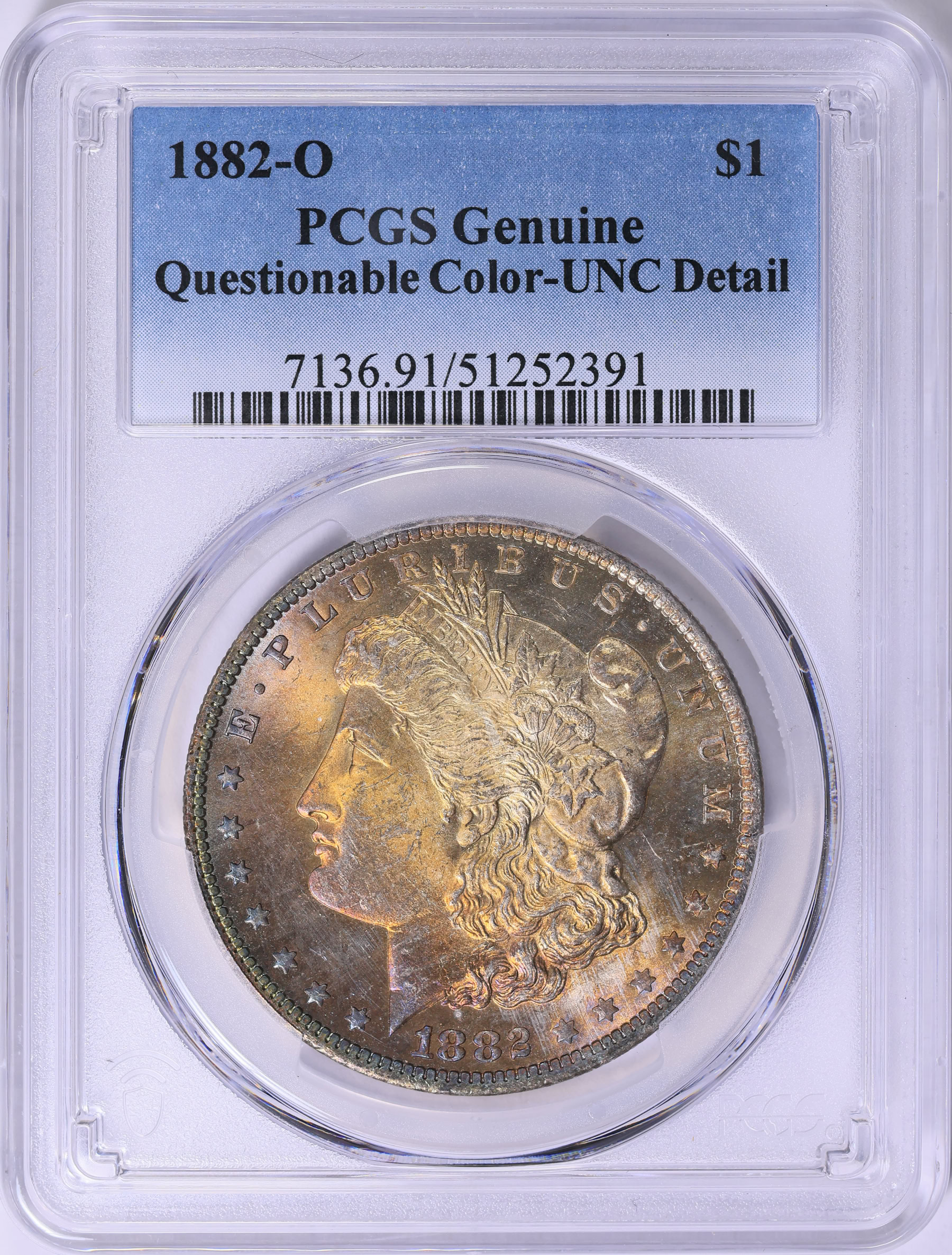 1882-O Morgan Silver Dollar PCGS Genuine Unc Details (Art. Toned) (Item 1797686 ...