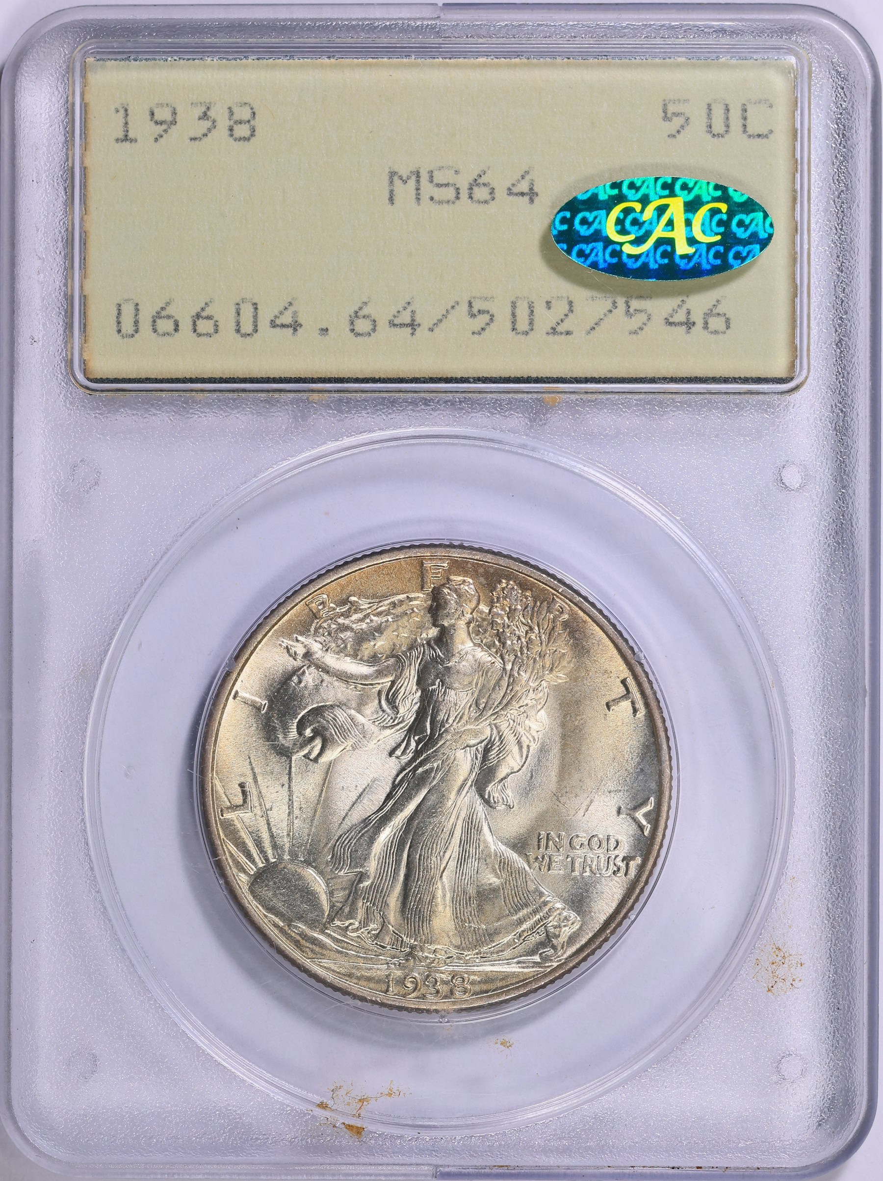 1938 Walking Liberty Half Dollar PCGS MS-64 (CAC Green) OGH (1st Gen) (Item 1797732 ...