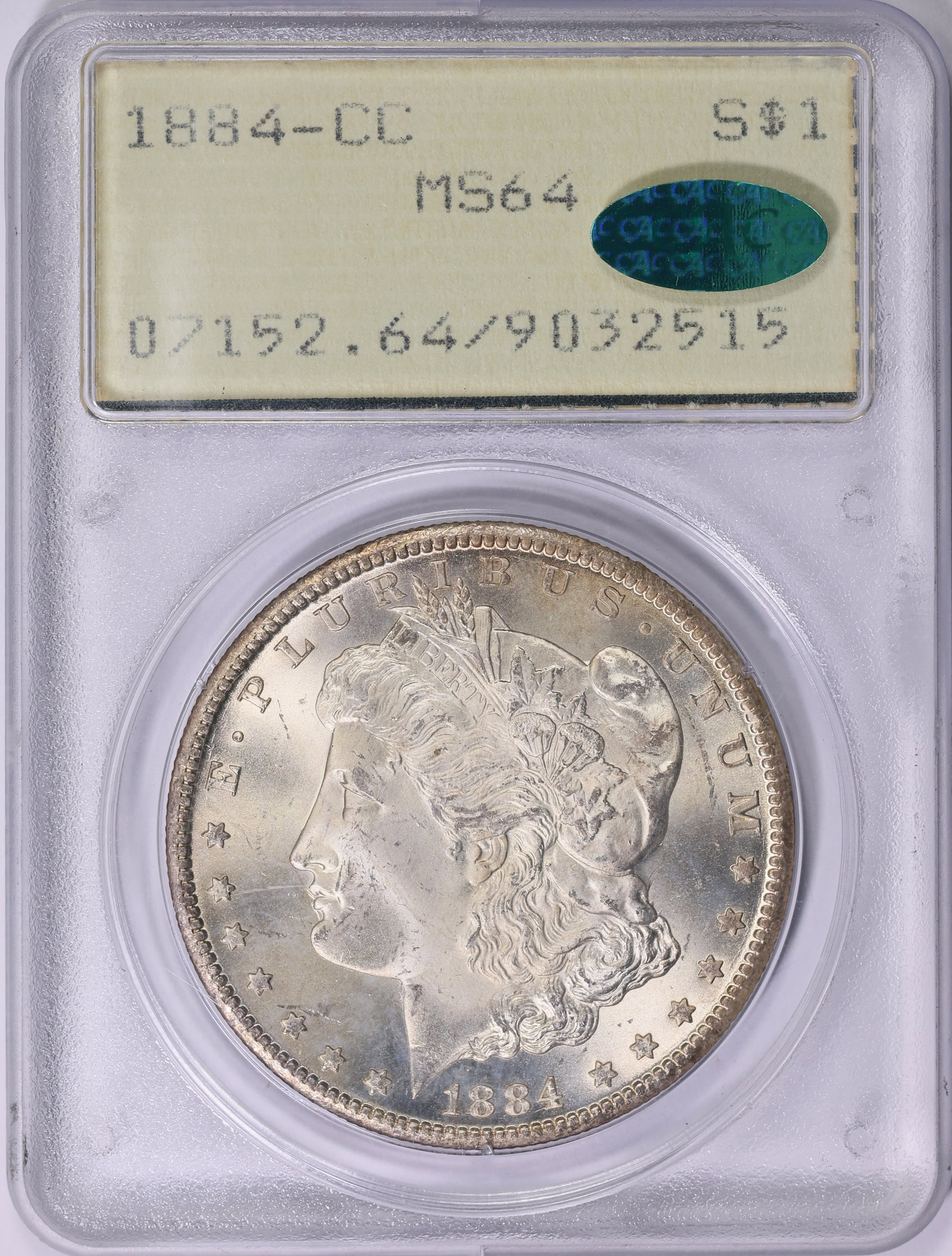 1884-CC Morgan Silver Dollar PCGS MS-64 (CAC Green) OGH (1st Gen) (Item 1797741 ...