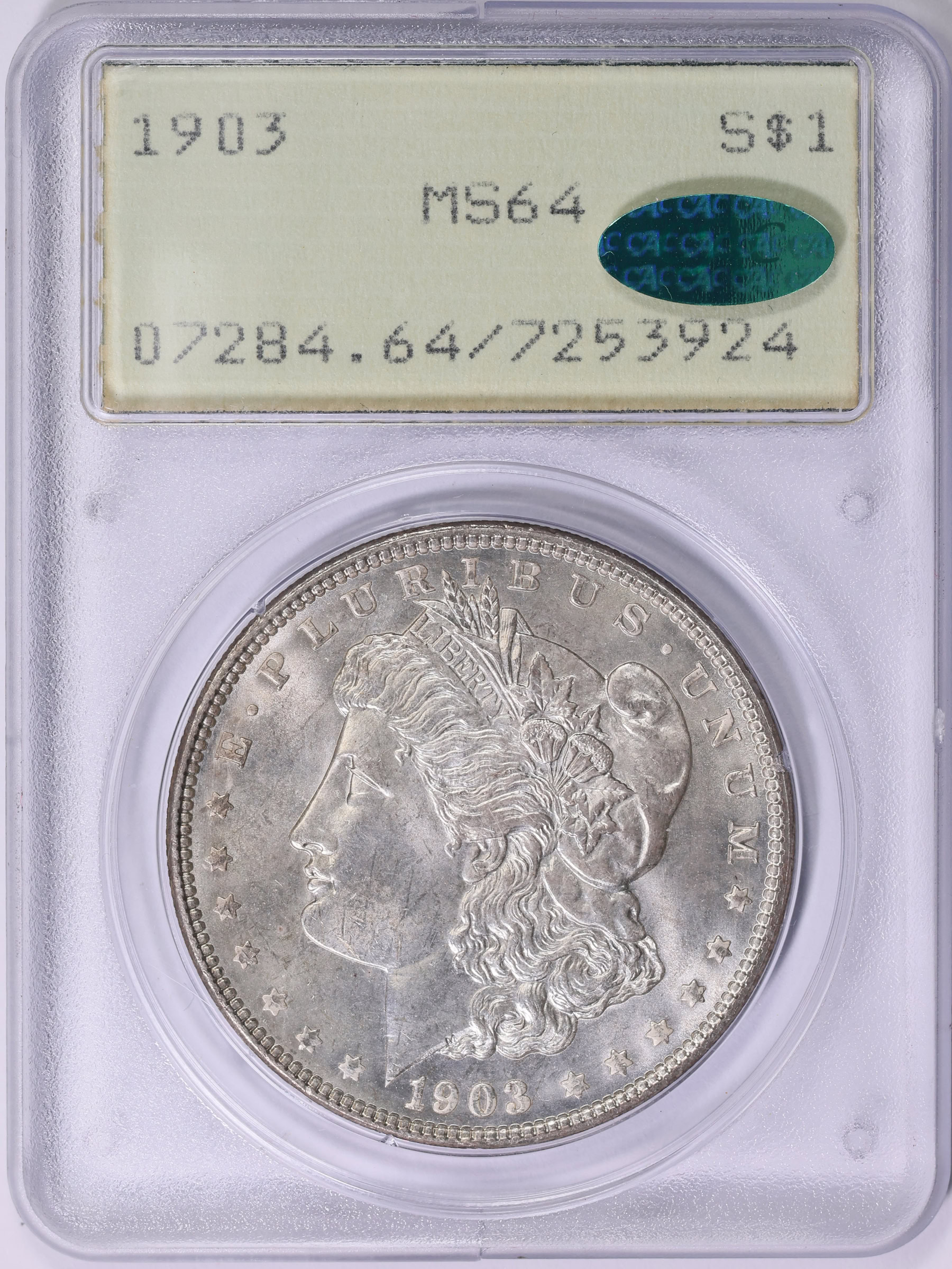 1903 Morgan Silver Dollar PCGS MS-64 (CAC Green) OGH (1st Gen) (Item 1797743) | GreatCollections ...